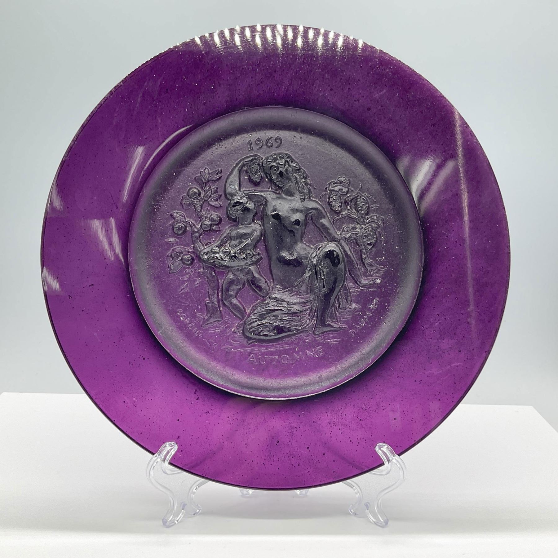 Raymond Corbin for Daum, Four Seasons Plate, Purple Automne