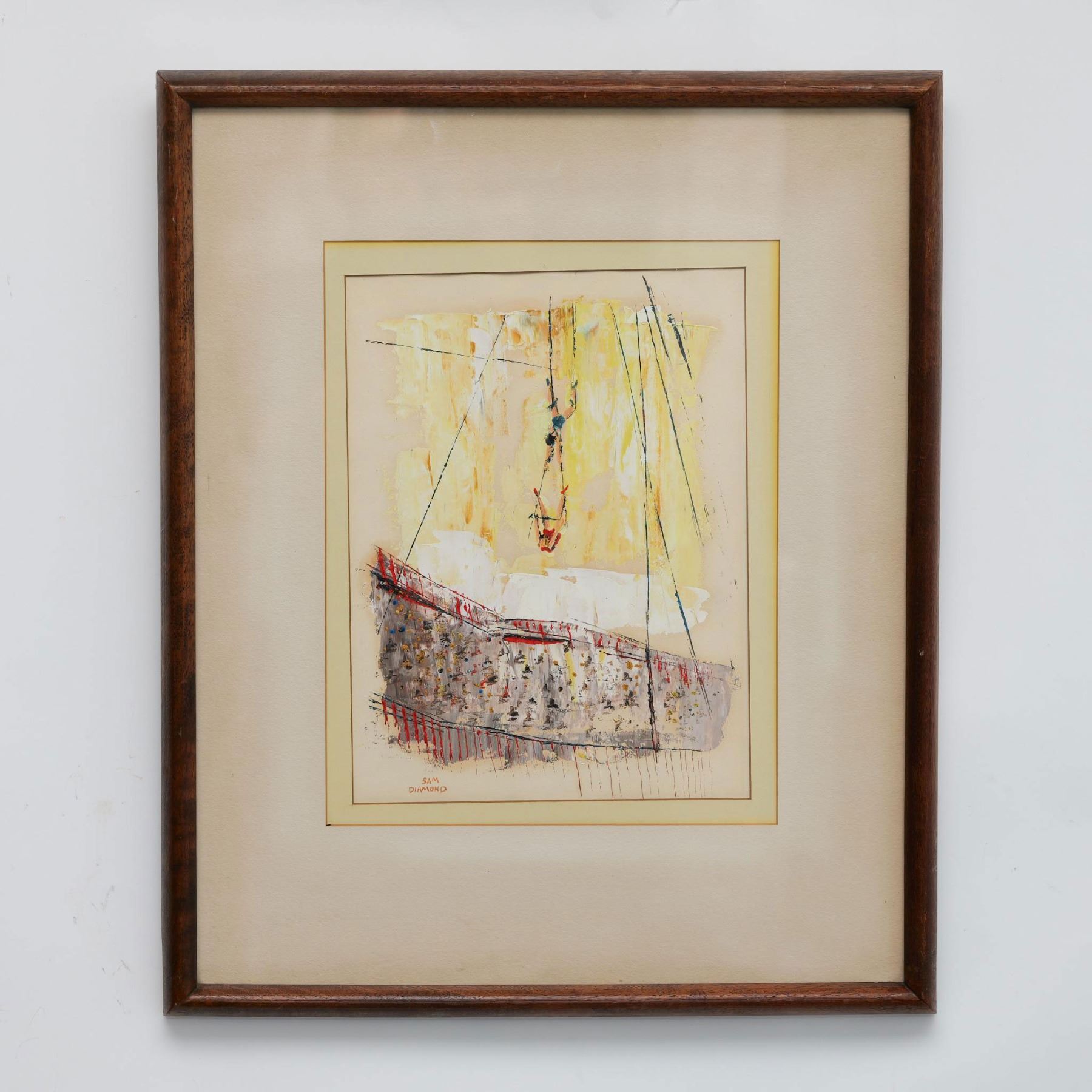 Sam Diamond, Original Oil on Paper, Circus Scene, Signed