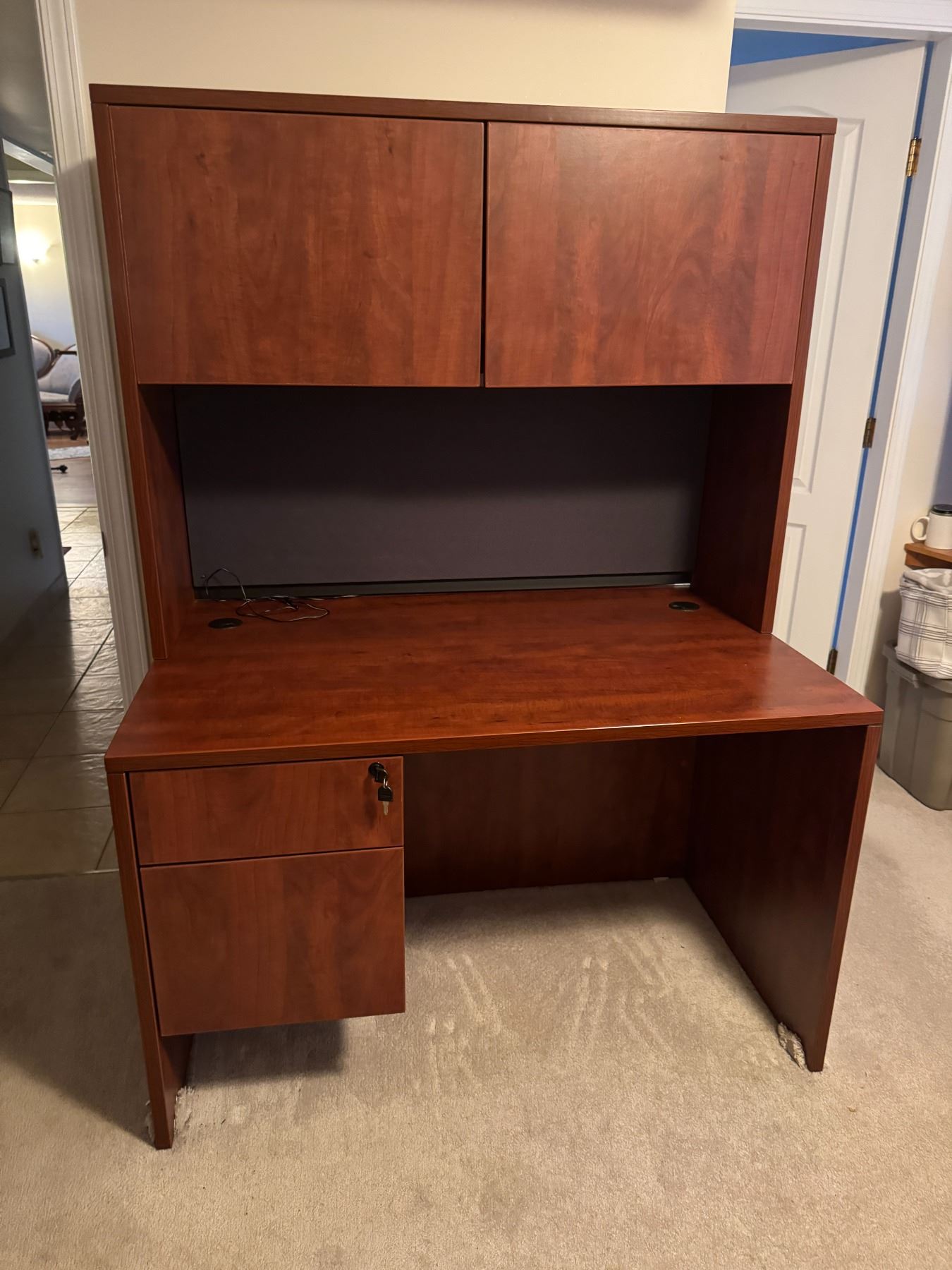 Desk with keys two piece 47 1/2" x 30 1/4" x 65" tall top comes off