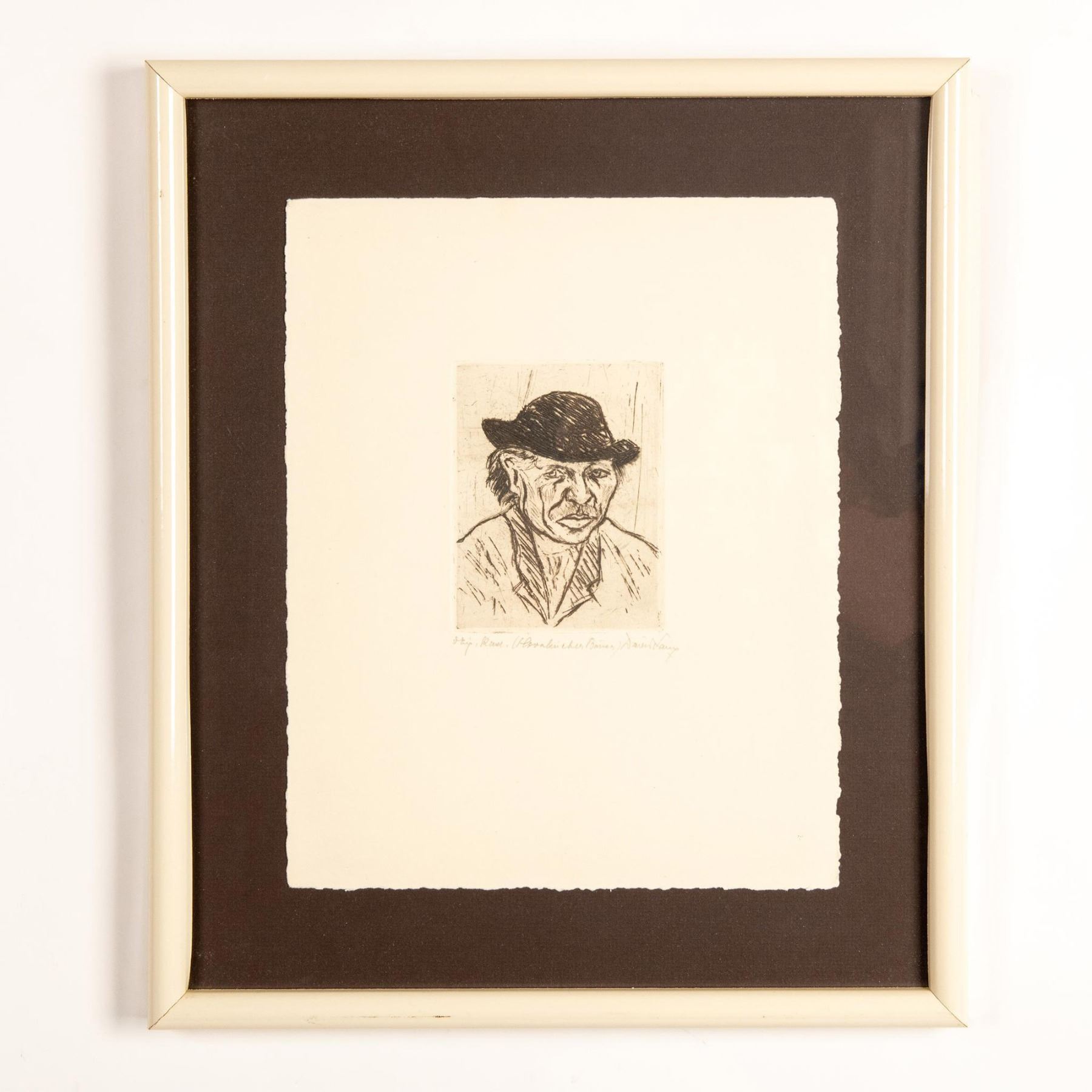 Original Etching on Wove Paper, Portrait of a Man, Signed