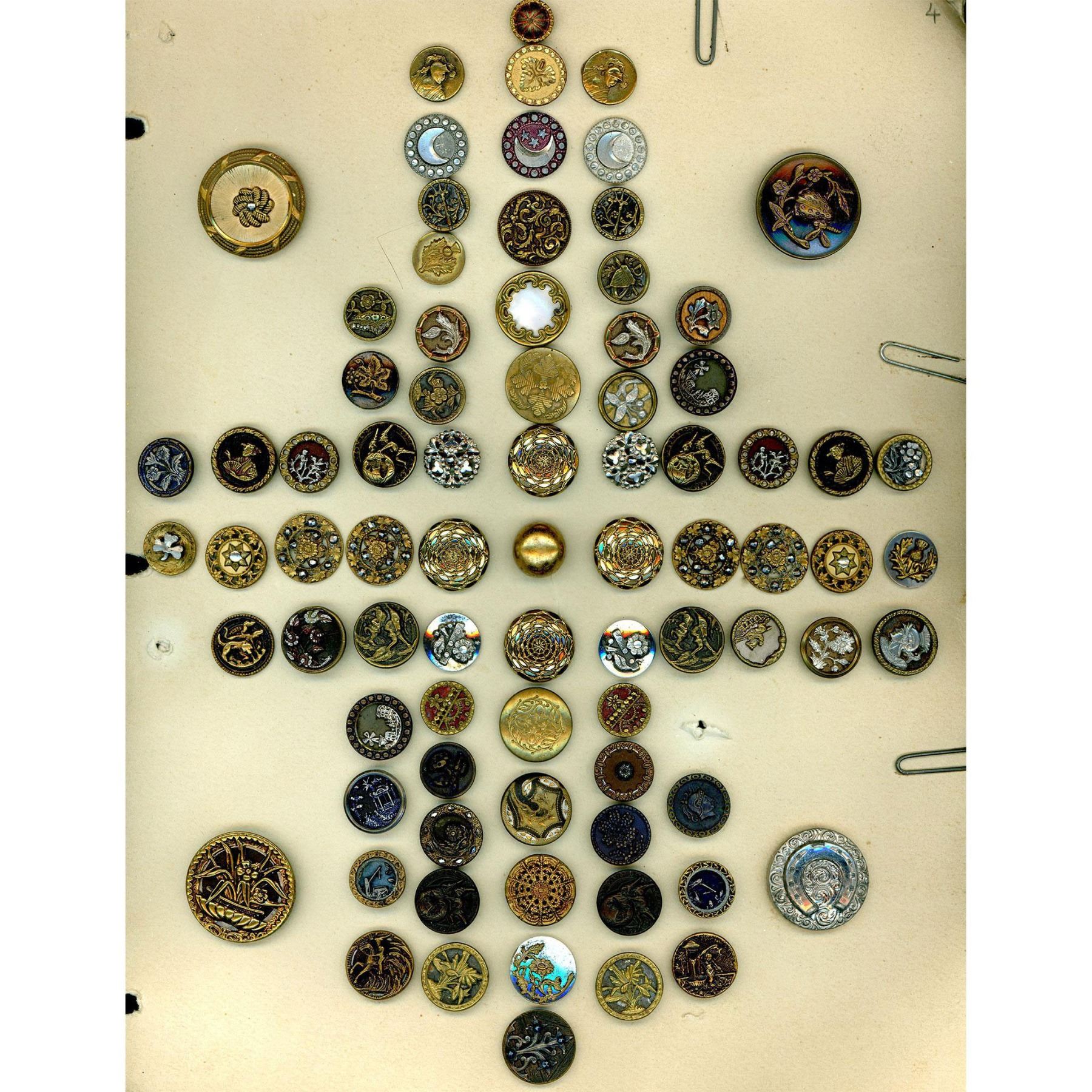 A card of assorted 19th century metal buttons