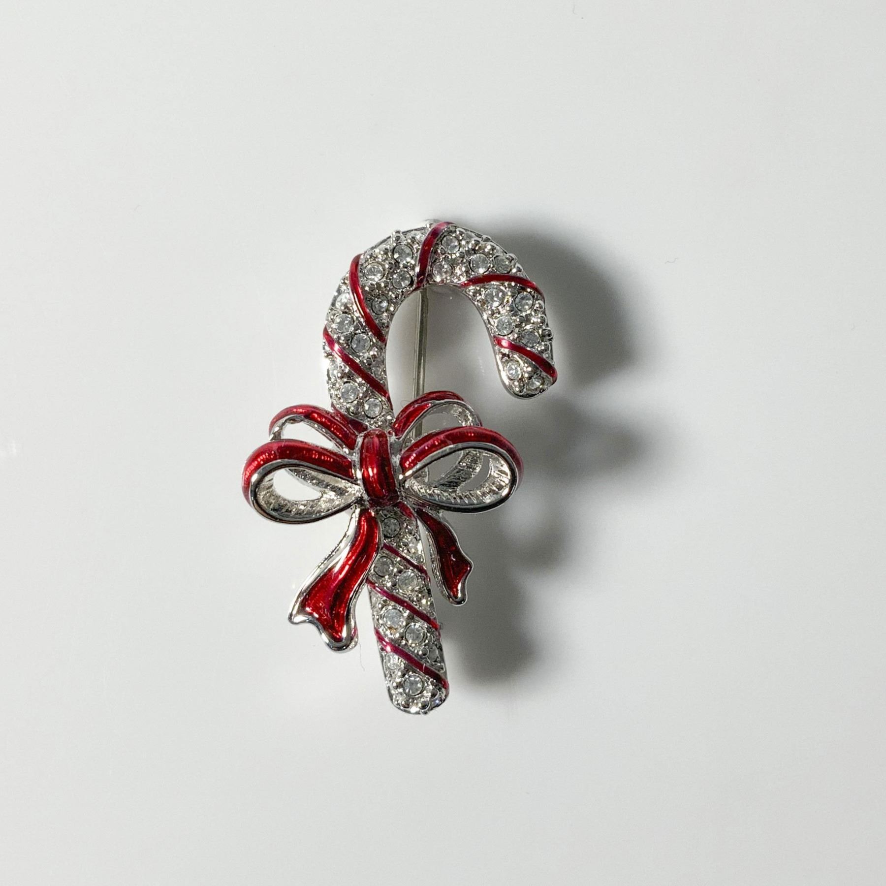 Swarovski Crystal Candy Cane Brooch Pin
