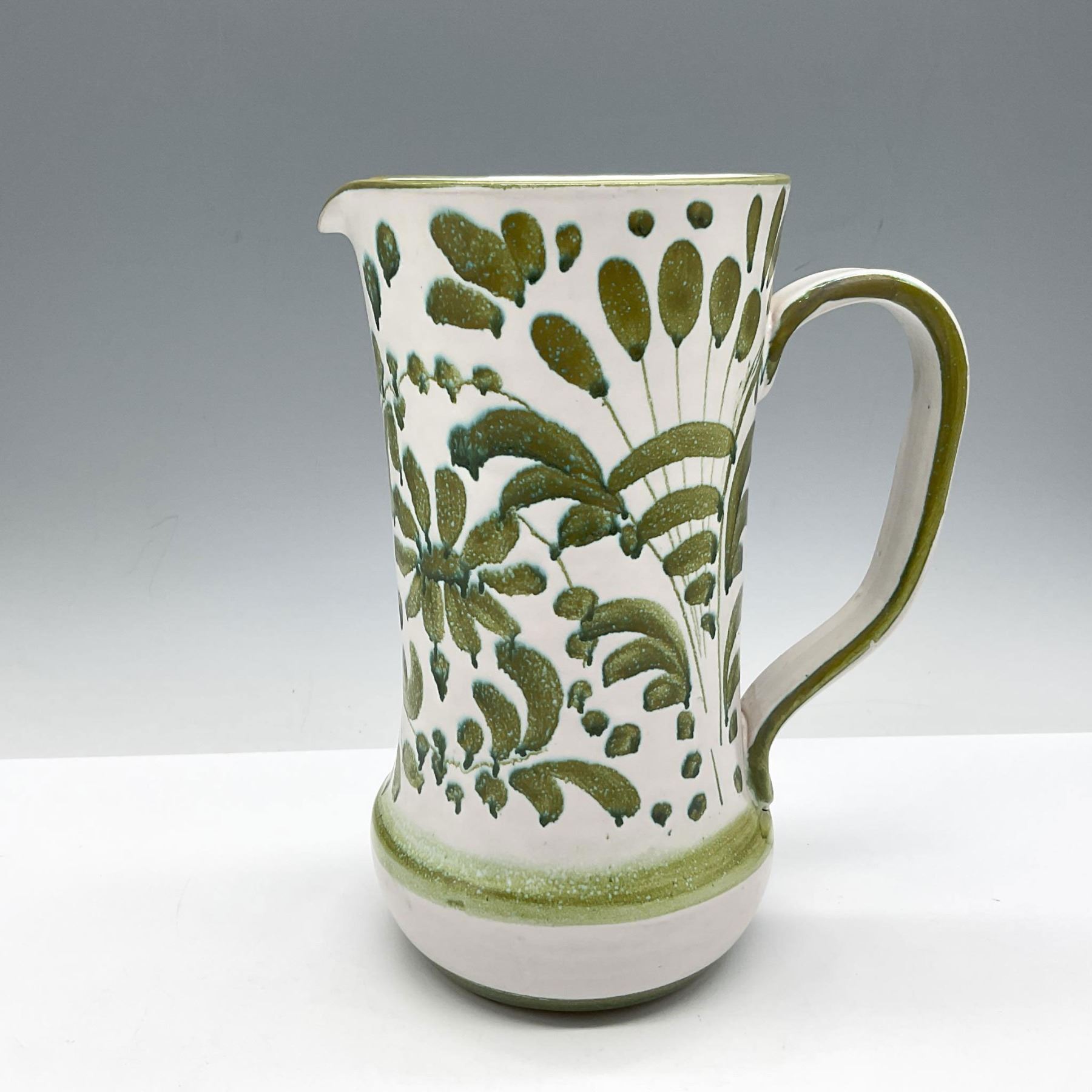 Holt and Howard Italian Ceramic Pitcher, Green Leaves