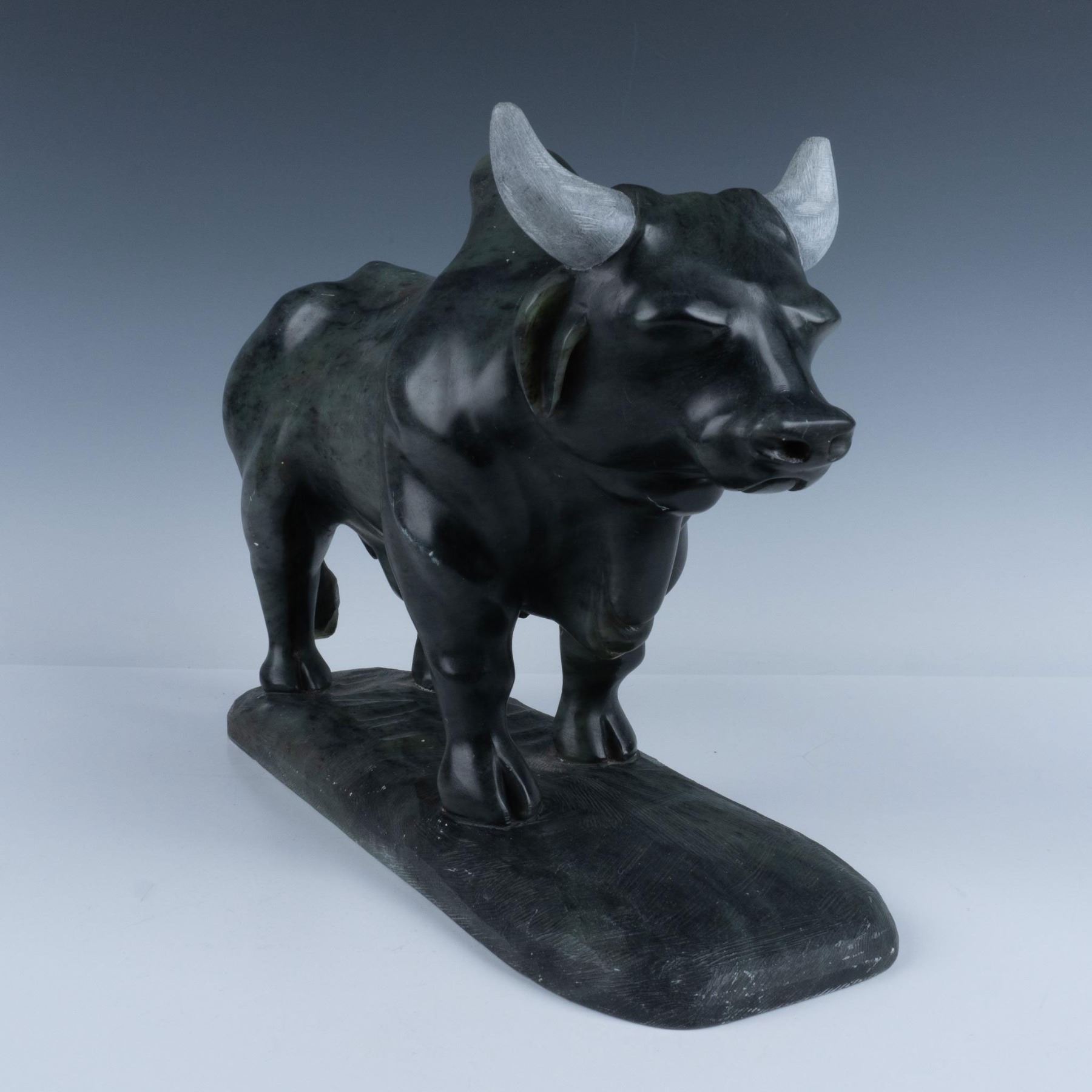 Green Marble Brahma Bull Sculpture