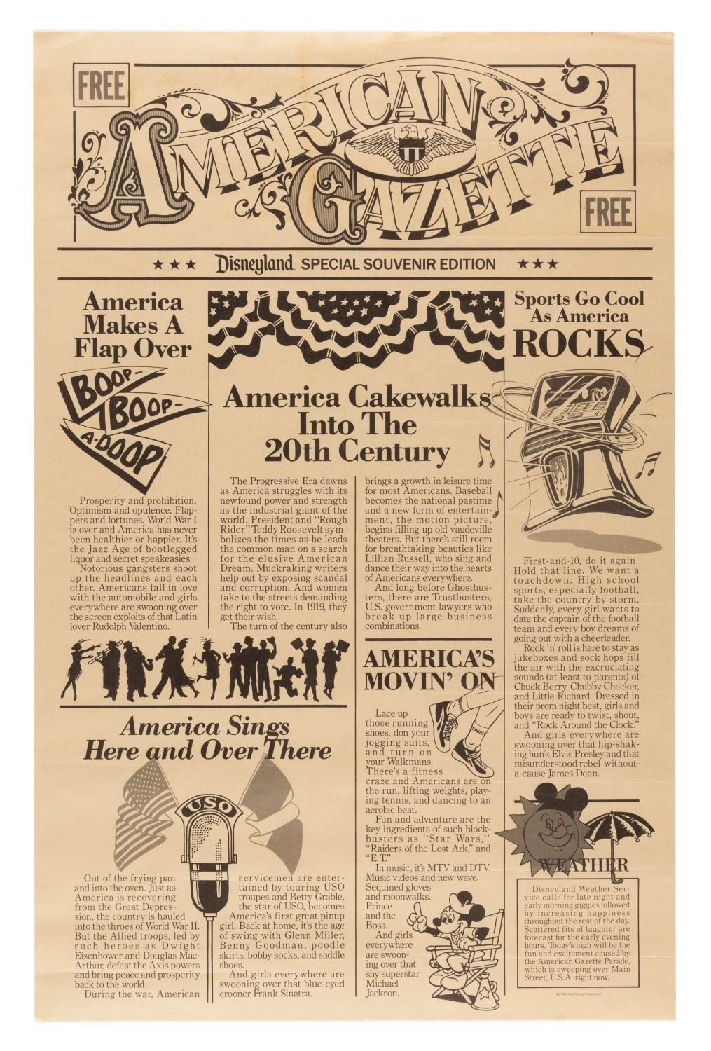 A Disneyland American Gazette Souvenir Paper. - Van Eaton Galleries