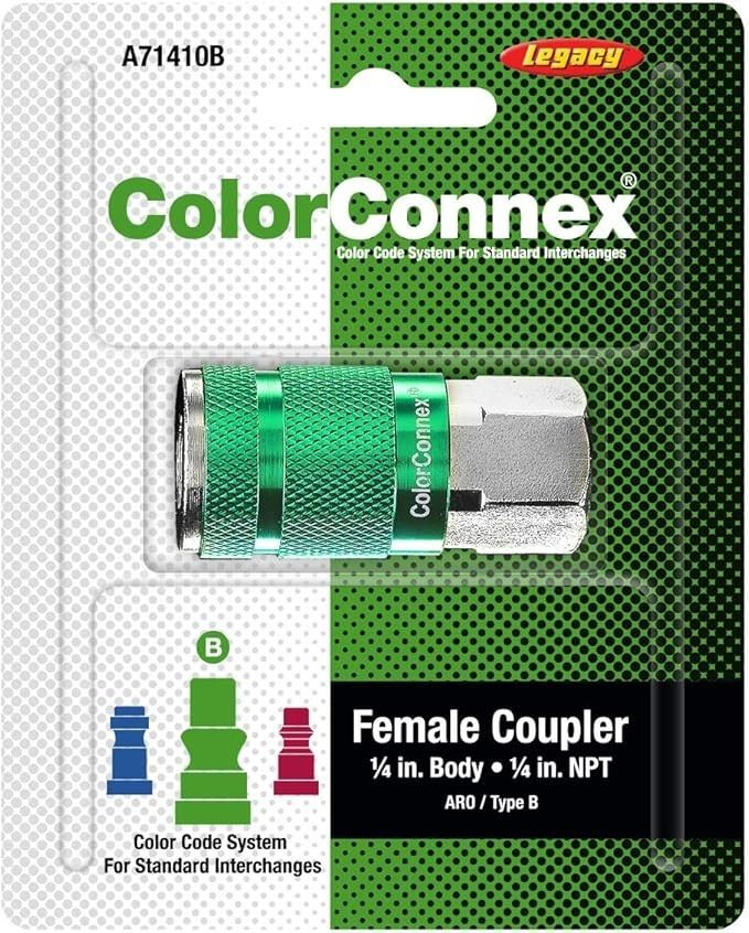 Legacy Manufacturing Color Connex Coupler Aro Type B 1/4in Fnpt Green ...