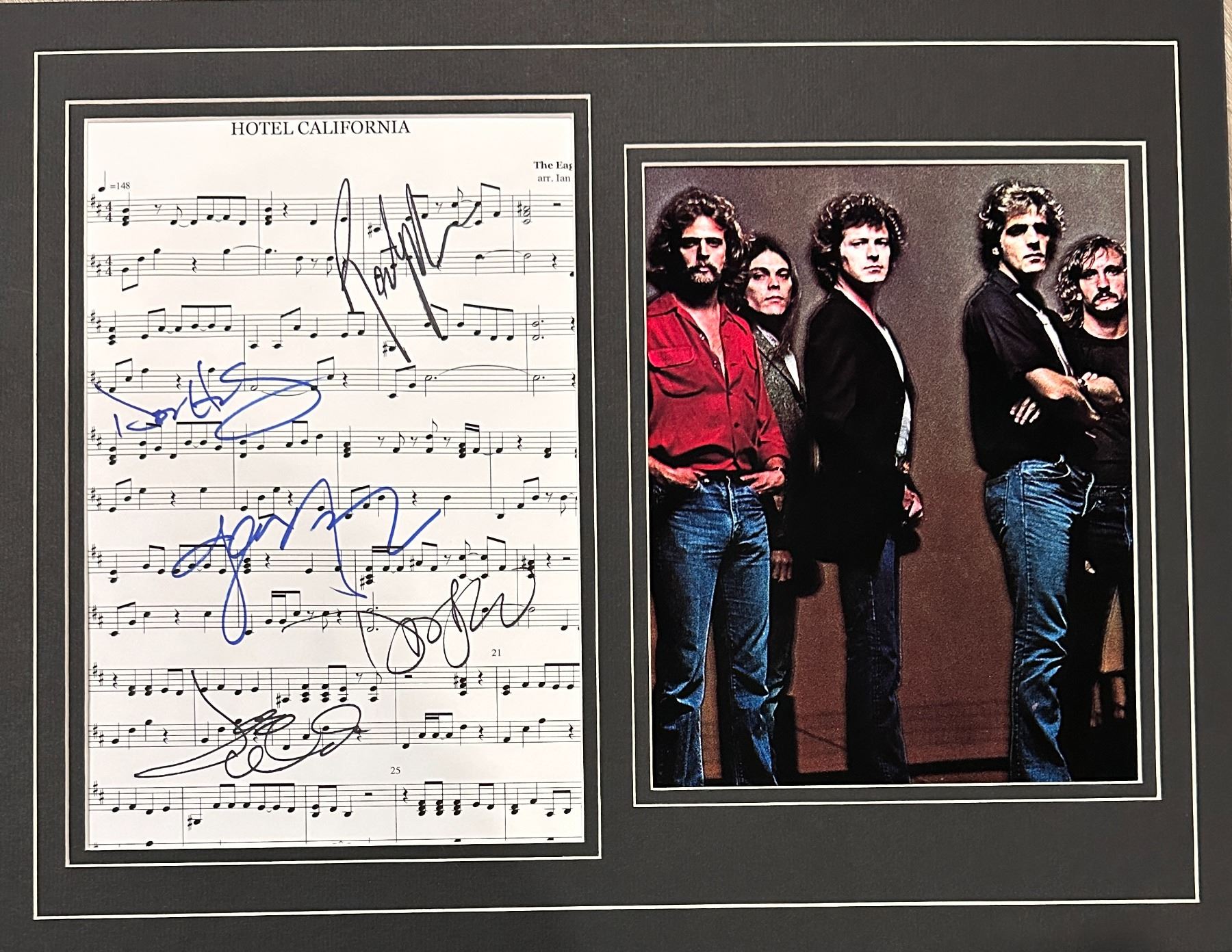 The EAGLES Autographed Sheet Music Matted
