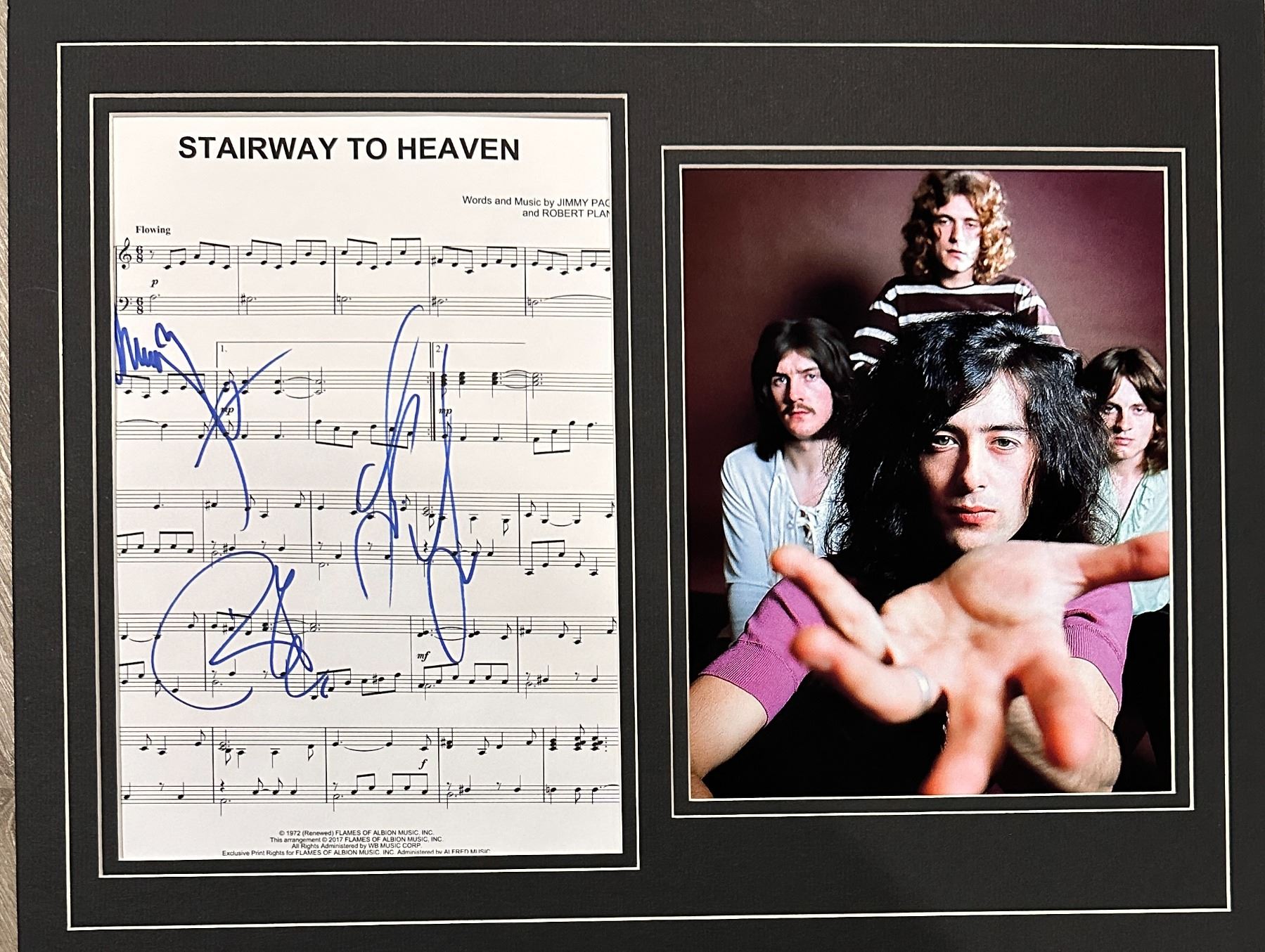 Led Zeppelin Autographed Matted Sheet Music
