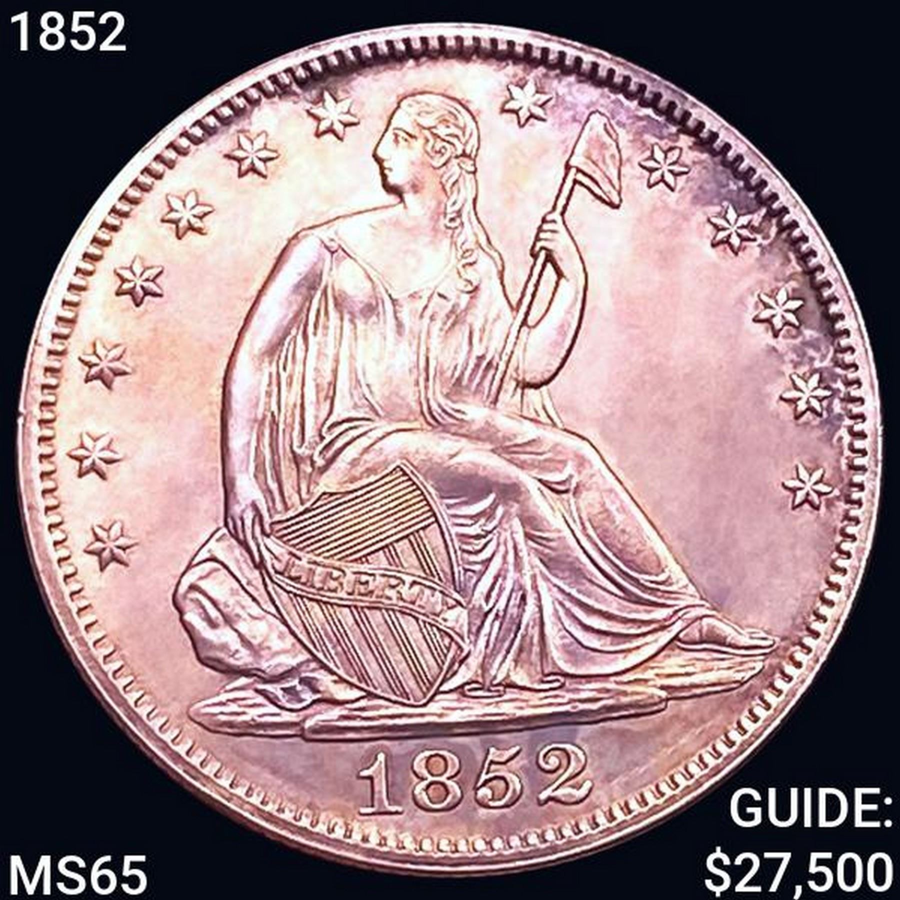 1852 Seated Liberty Half Dollar GEM BU
