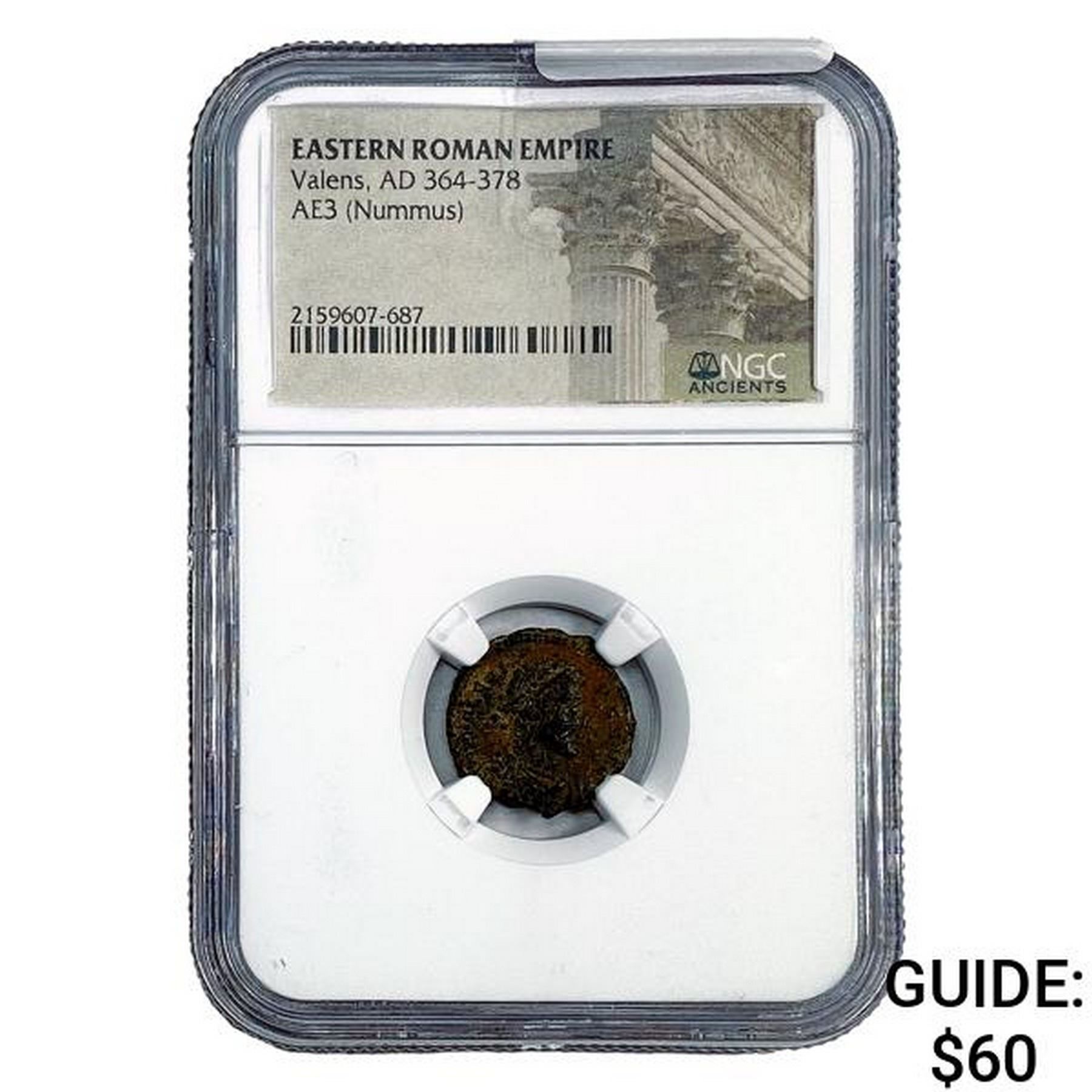 East Roman Valens, AD 364-378 AE3 Nummus NGC