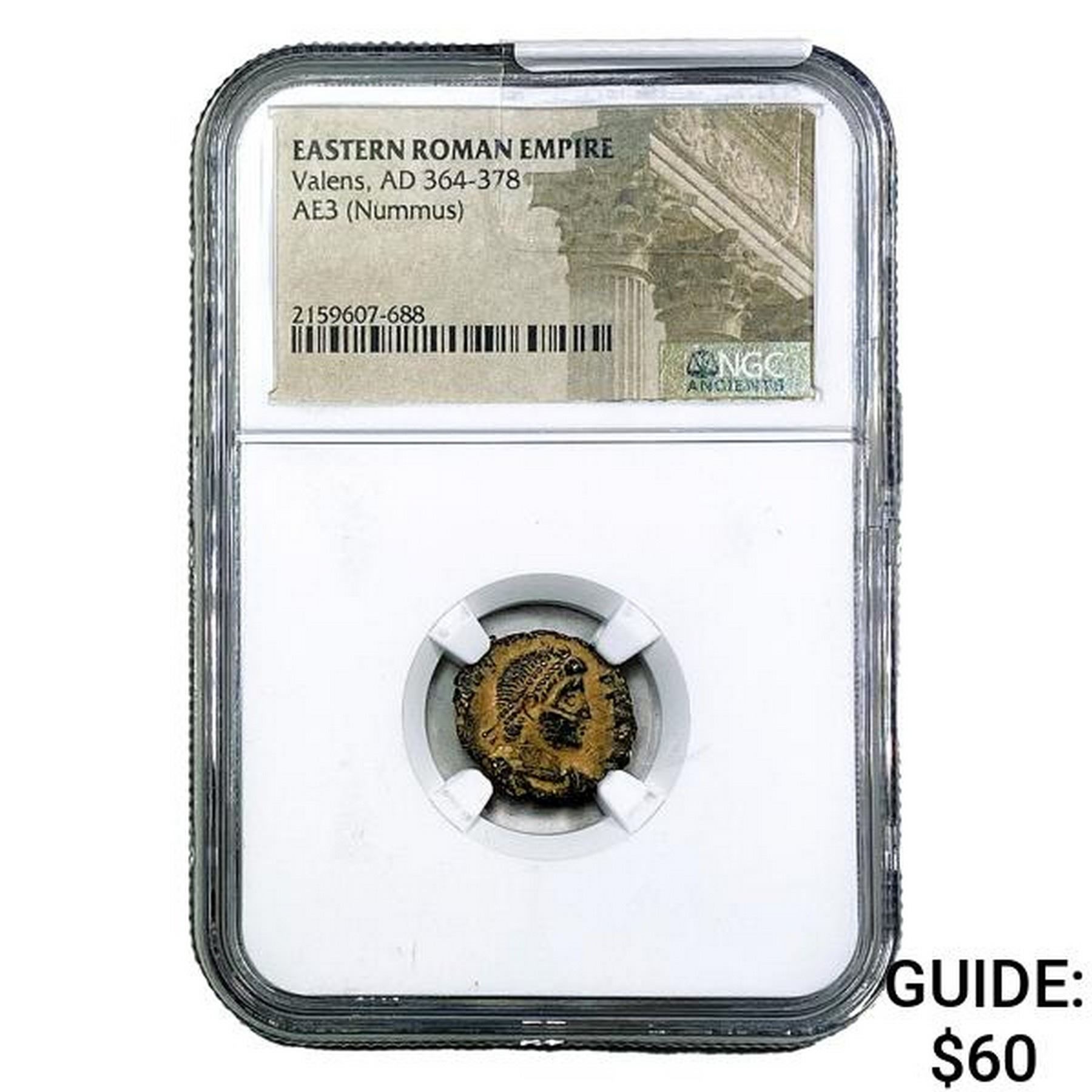 East Roman Valens, AD 364-378 AE3 Nummus NGC