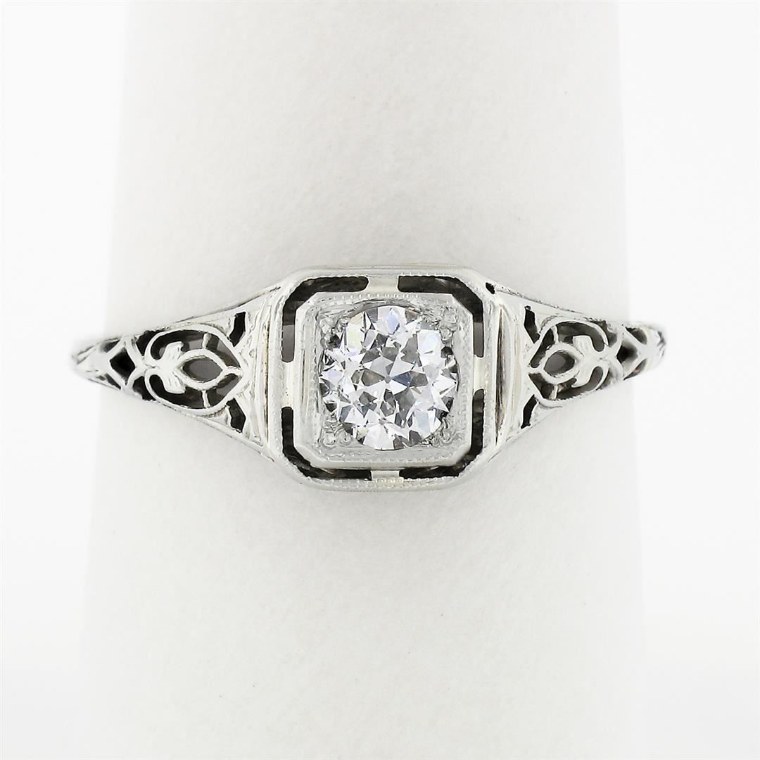 Antique Art Deco 18k Gold 0.38 ctw European Diamond Open Filigree ...
