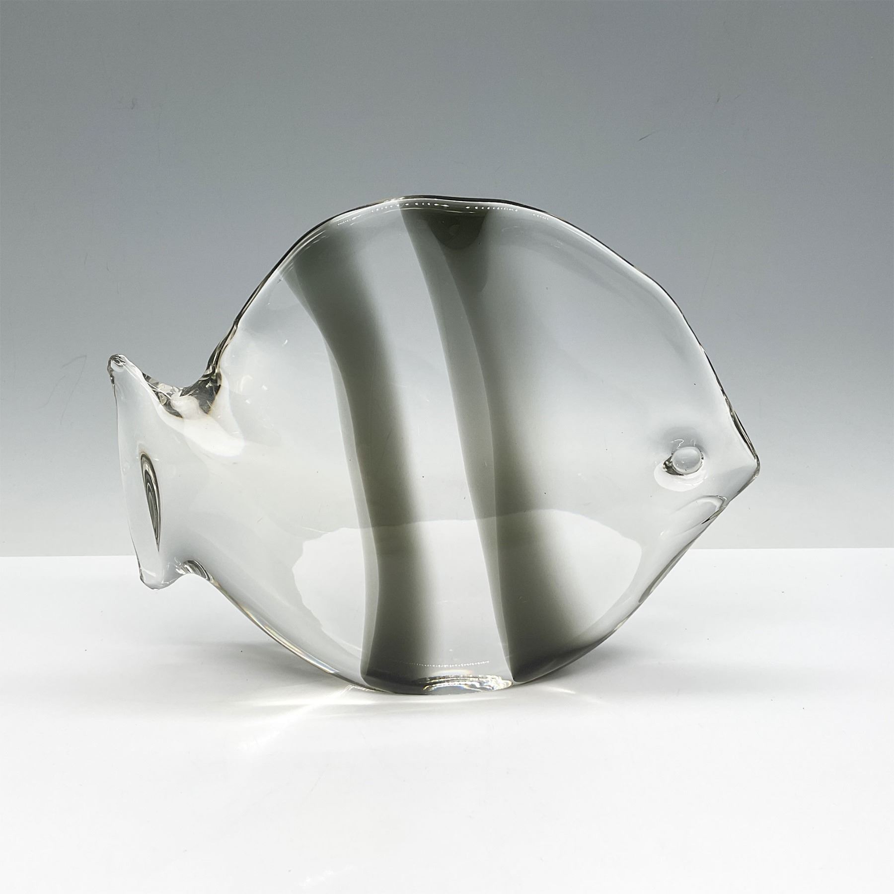 Seguso AV Art Glass Sculpture, Black & White Fish