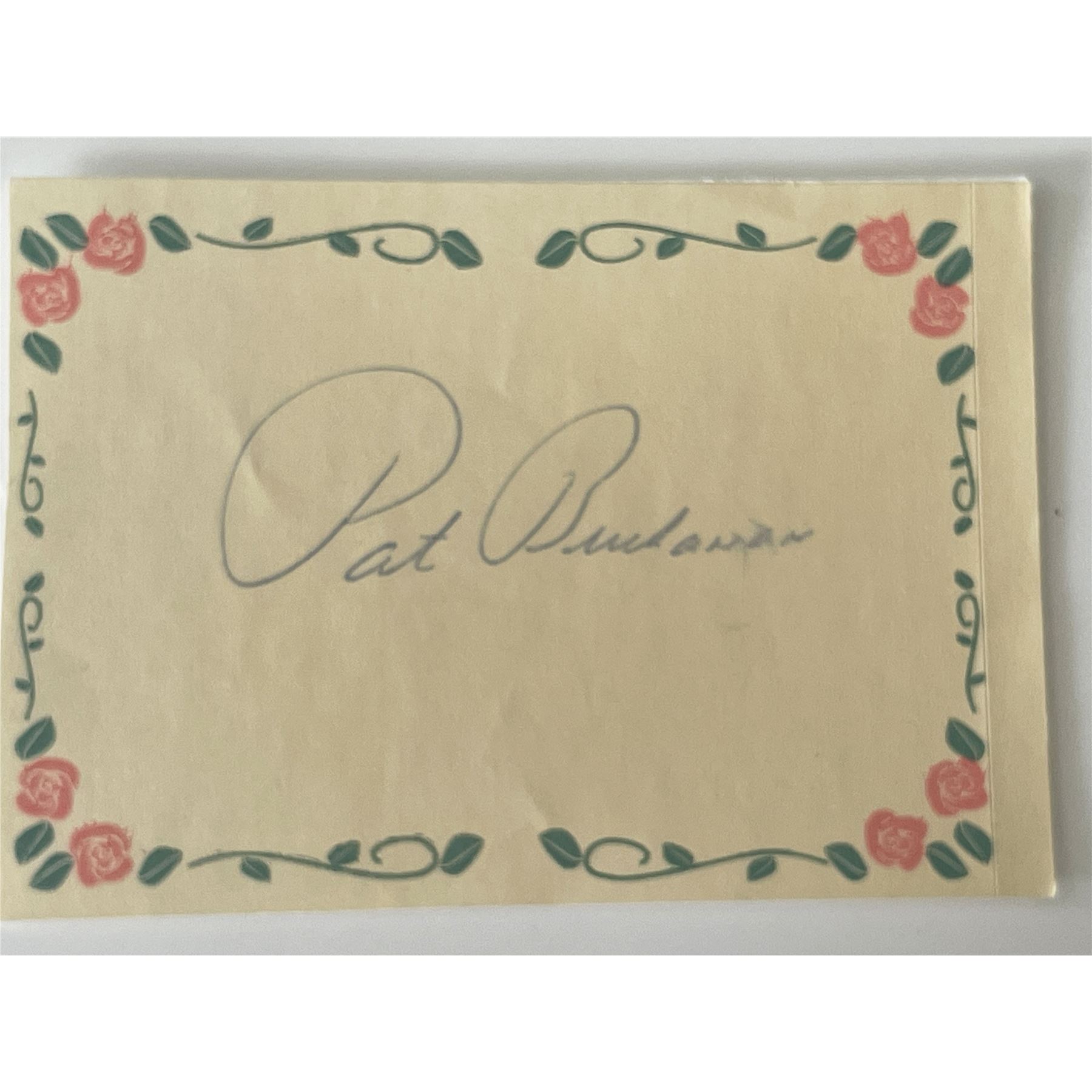 Politician Pat Buchanan autograph note