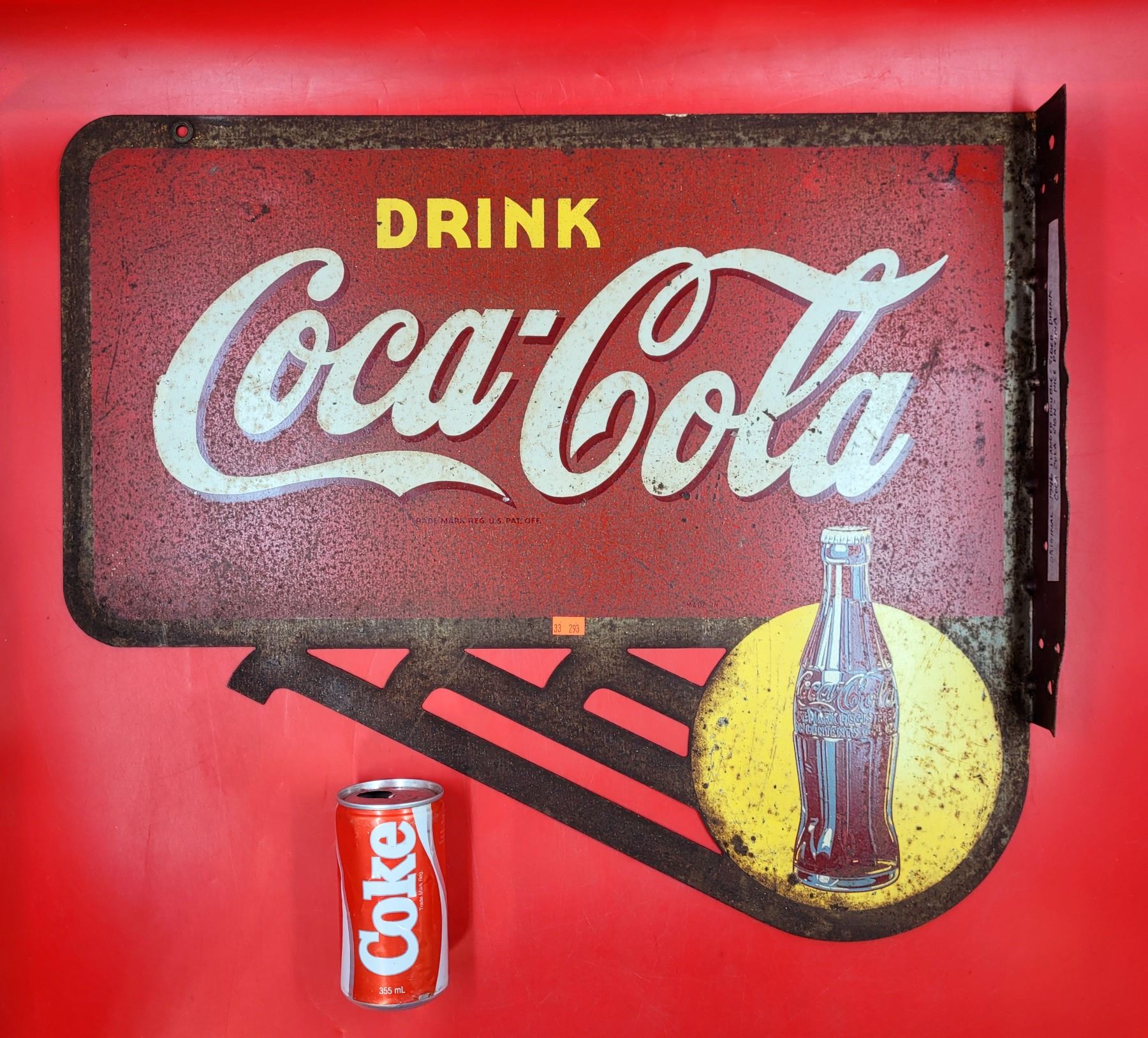 Original 1946 Flanged Double-Sided Metal Drink Coca-Cola Sign