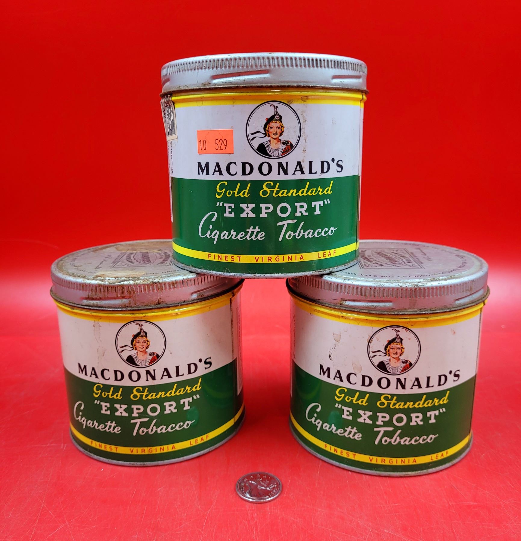 VTG MacDonald's Gold Standard "Export" Cigarette Tobacco Tins
