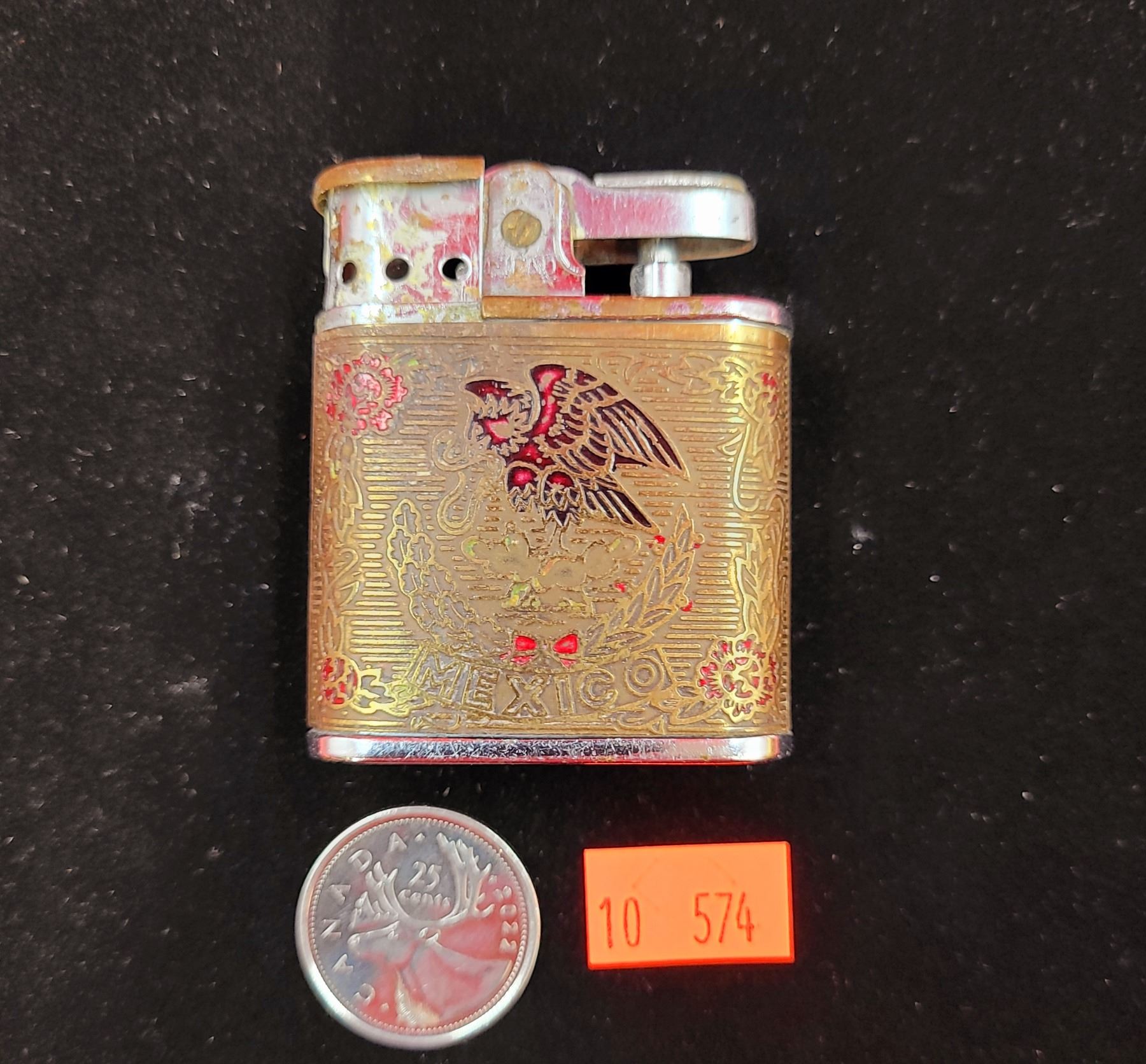 VTG Field "Mexico" Lighter w/ Golden Eagle & Dancing Couple