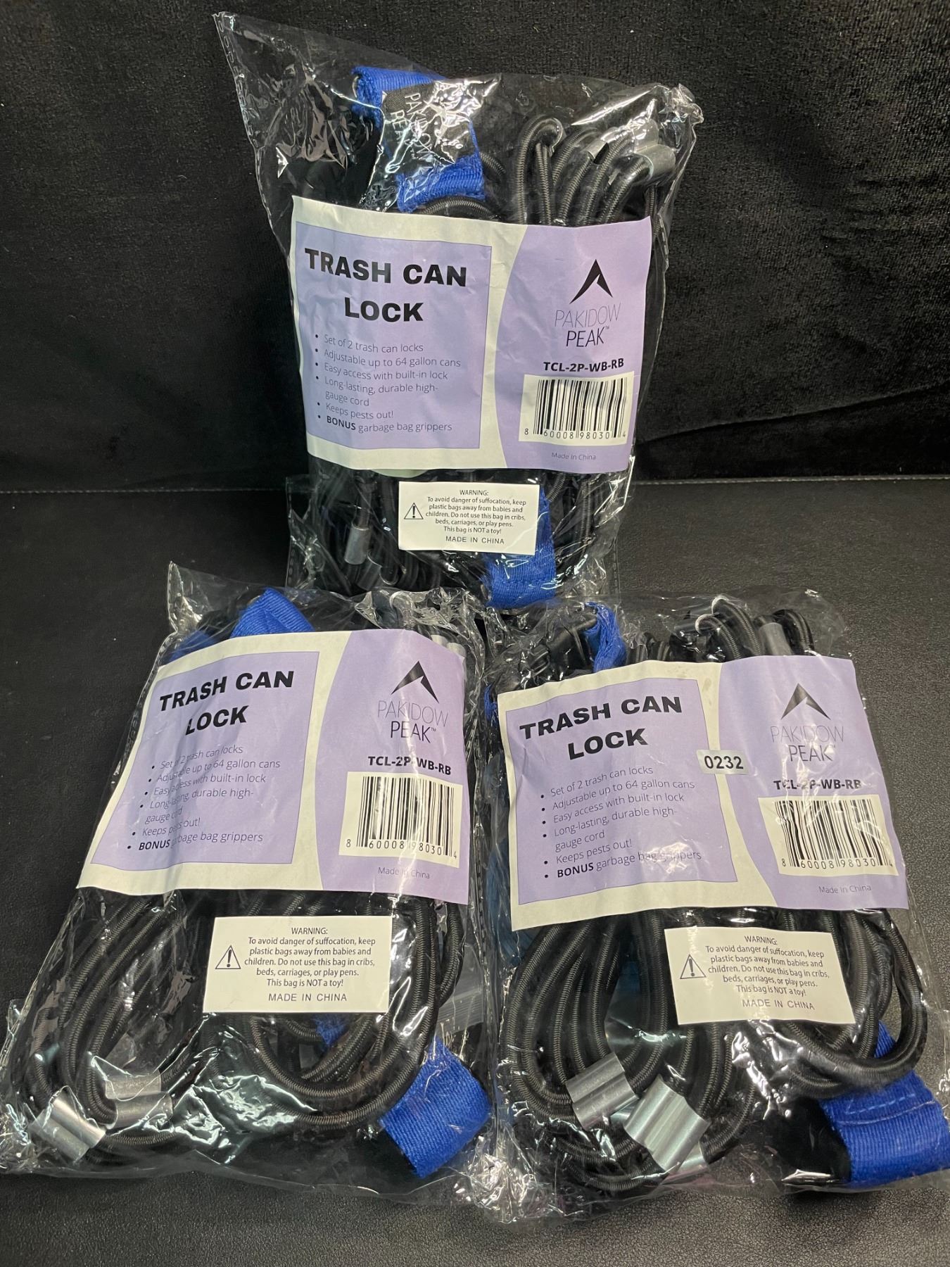 3 Packs of Trash Can Locks - 2PCS Per Pack - Adjustable up to 64 Gallon ...