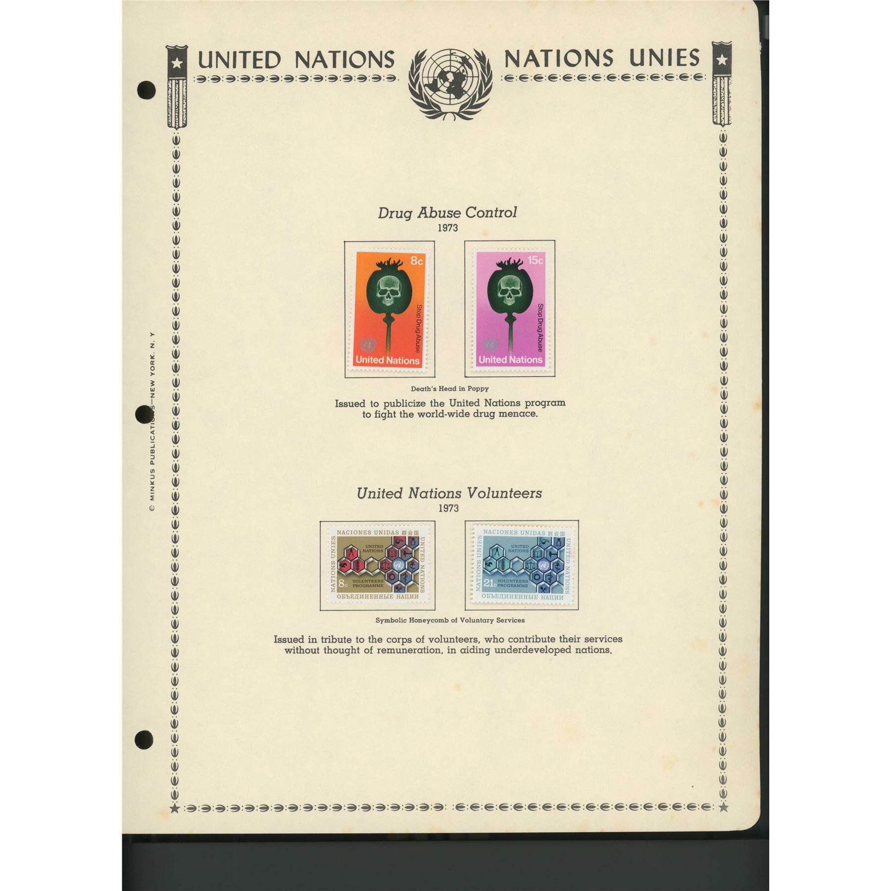 United Nations New York Stamps 1973