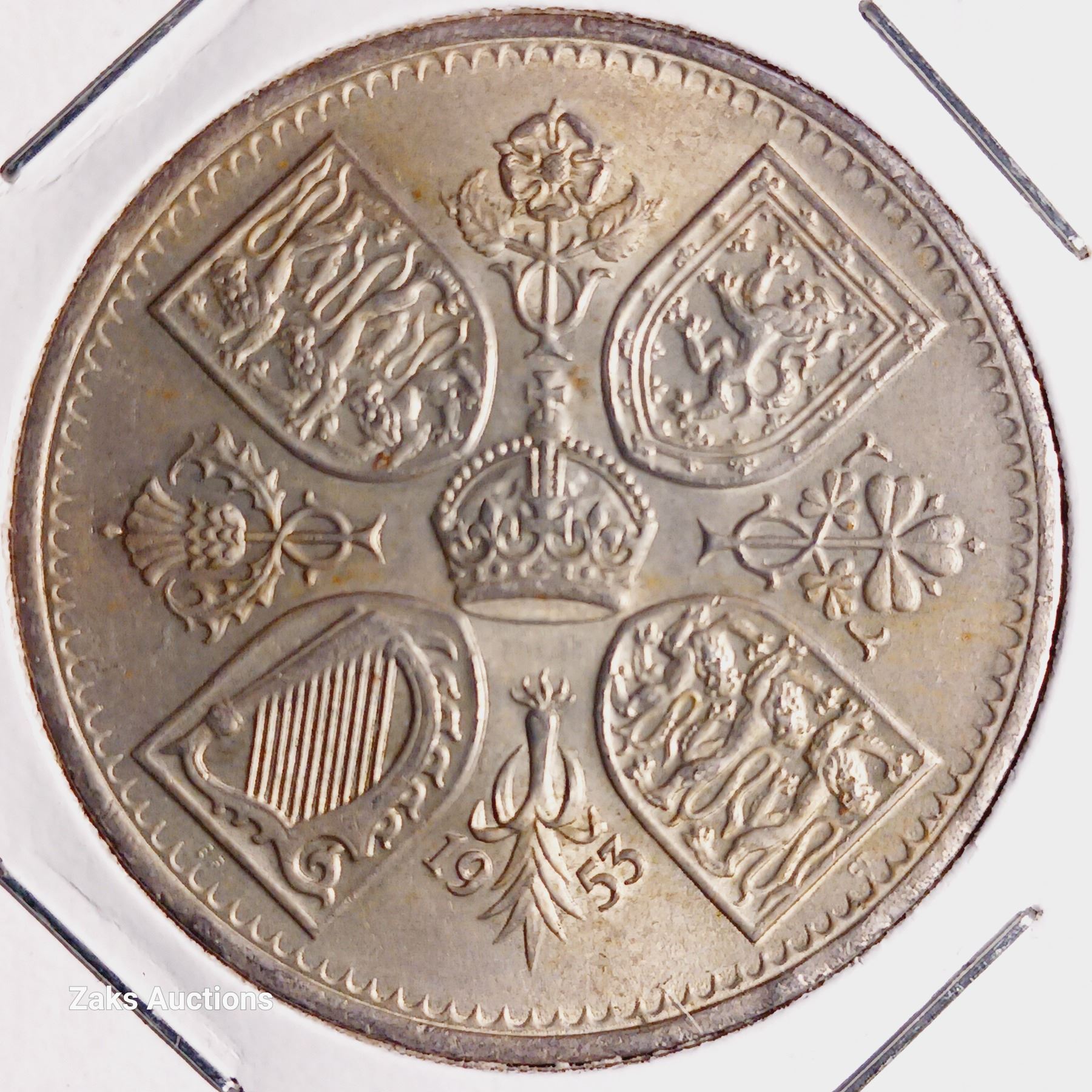 1953 UK Great Britain 5 Shilling Coin
