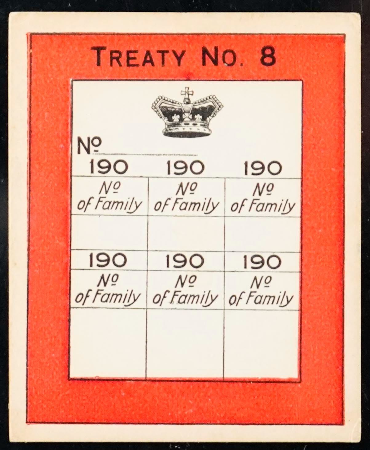 Unissued Rations Card for Treaty No.8 &190_. A thin white border ...