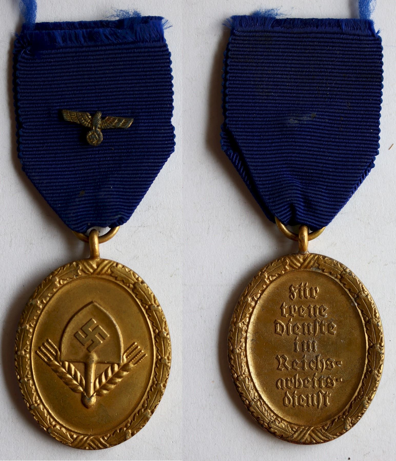 Militaria Medal; German 3rd Reich RAD Long Service 1st Class Medal w ...