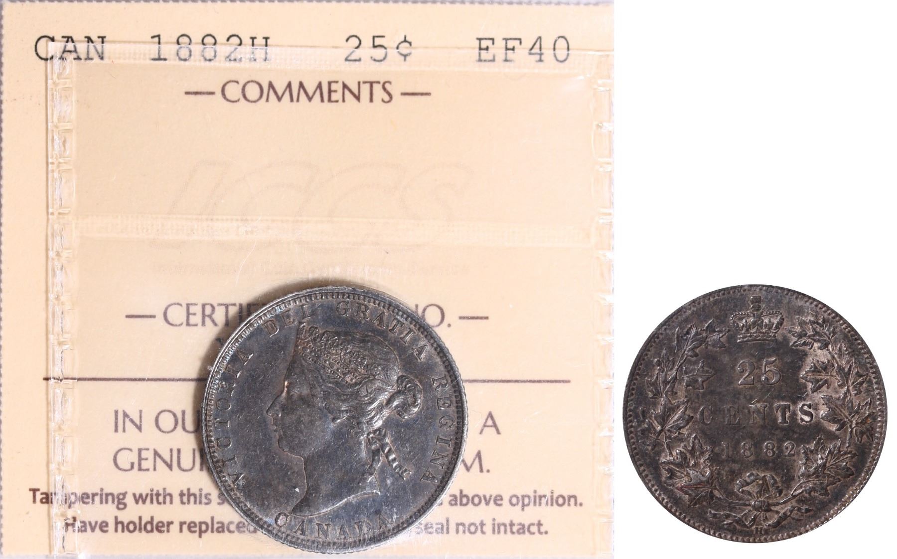 1882H 25¢ ICCS Extra Fine-40. A nice example.