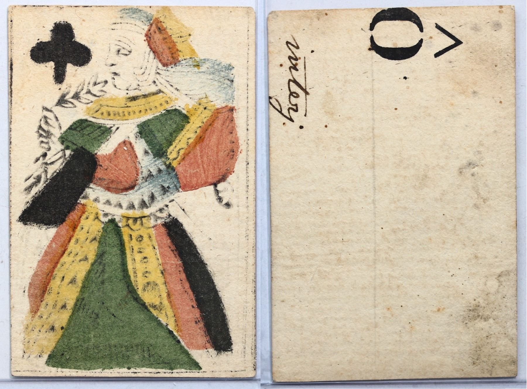 French Colonial Issue Playing Card; Queen of Clubs with French Hand ...