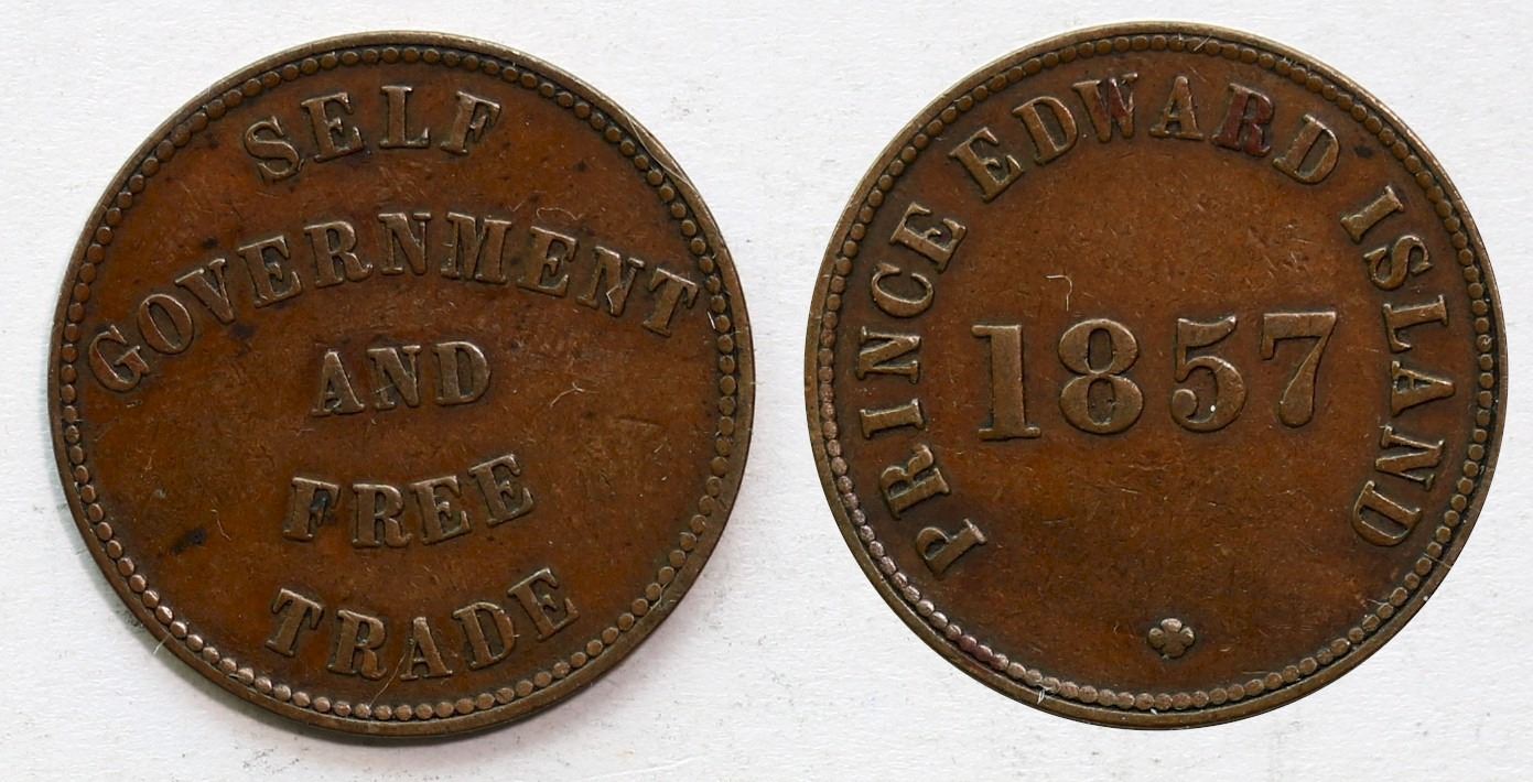 PE-7C1, Breton 919 - PEI-55 Lr#354 - 1857 1/2 Penny - designated as ...