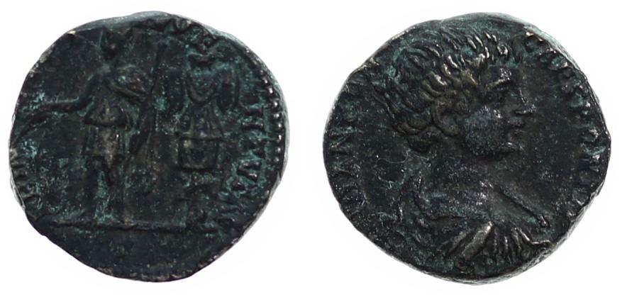 Ancients; Roman Caracalla, 198-217 AD AR - Caracella Standing w/Trophy ...