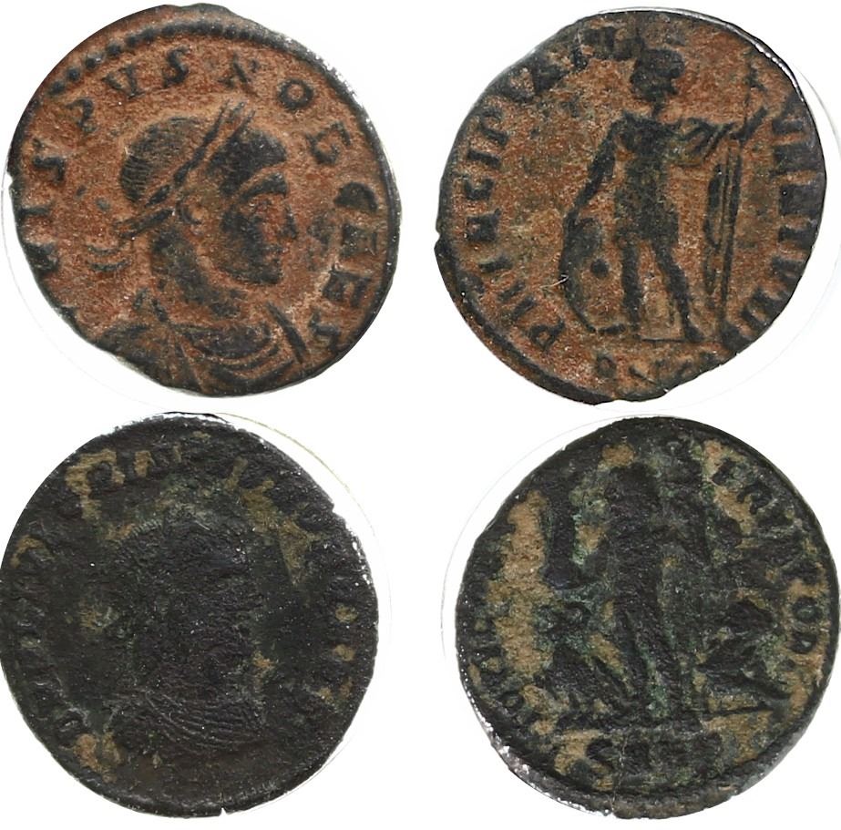 Ancients; Roman Crispus (Caesar, 316-326). Æ. Lot of 2 examples.