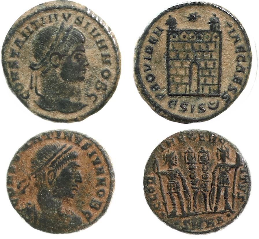 Ancients; Roman Constantius II (316-337AD & 328-329AD)-). Æ. examples ...