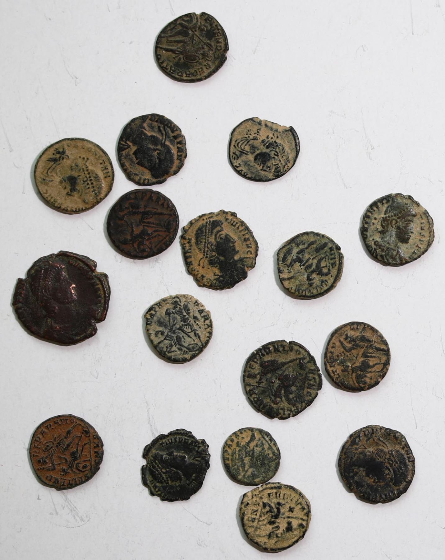 Ancients; Roman Coin Lot includes 17 various Bronze examples. Uncleaned ...