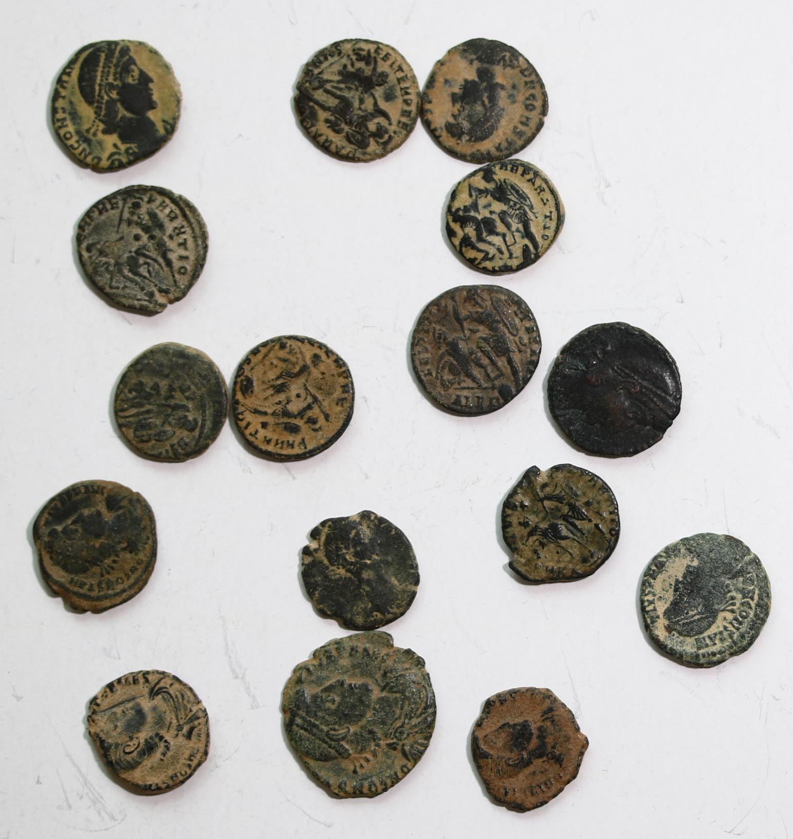 Ancients; Roman Coin Lot includes 16 various Bronze examples. Uncleaned ...