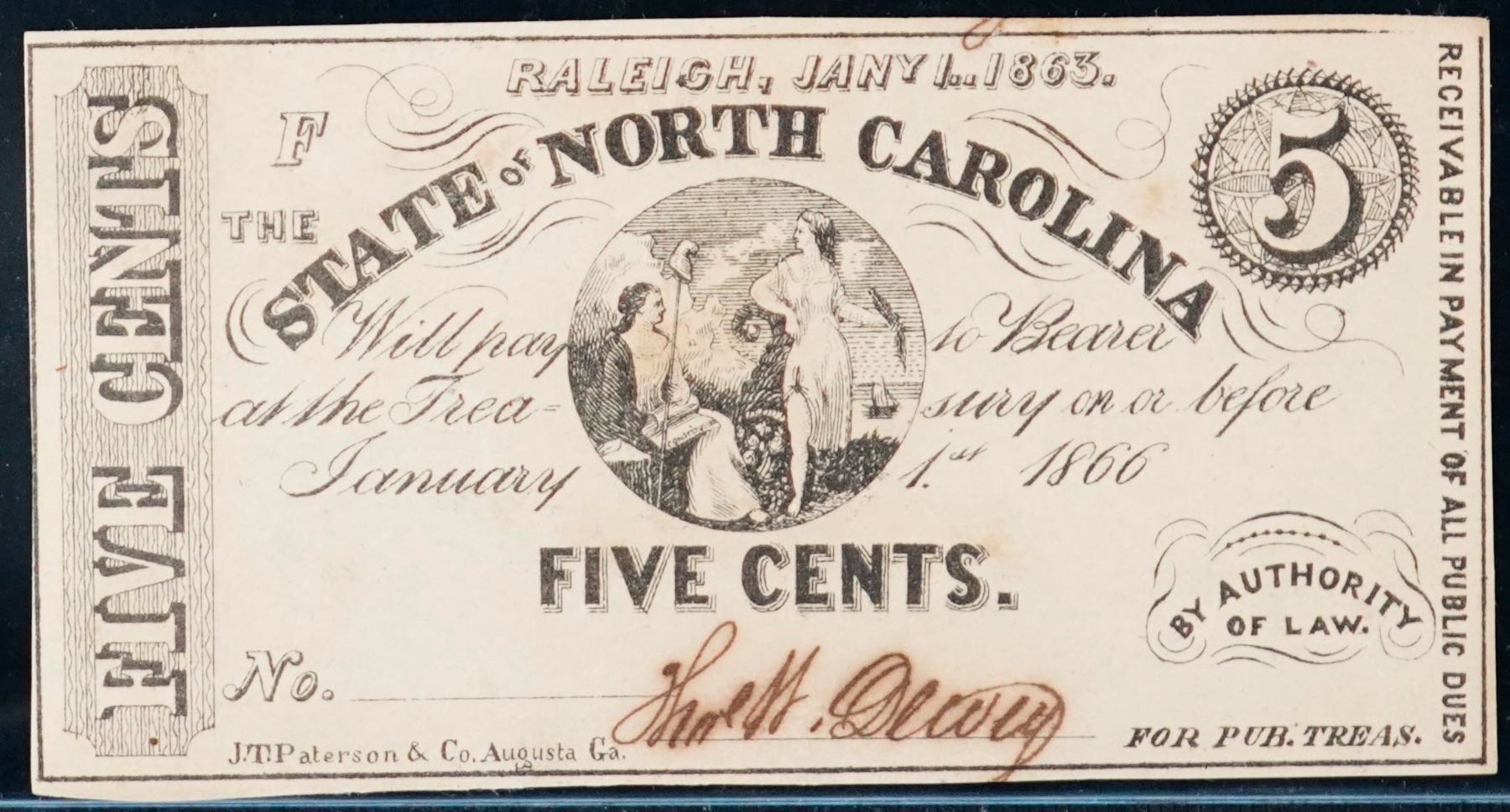 USA Oboslotete Banknote; Bank of the State of North Carolina (Raleigh ...