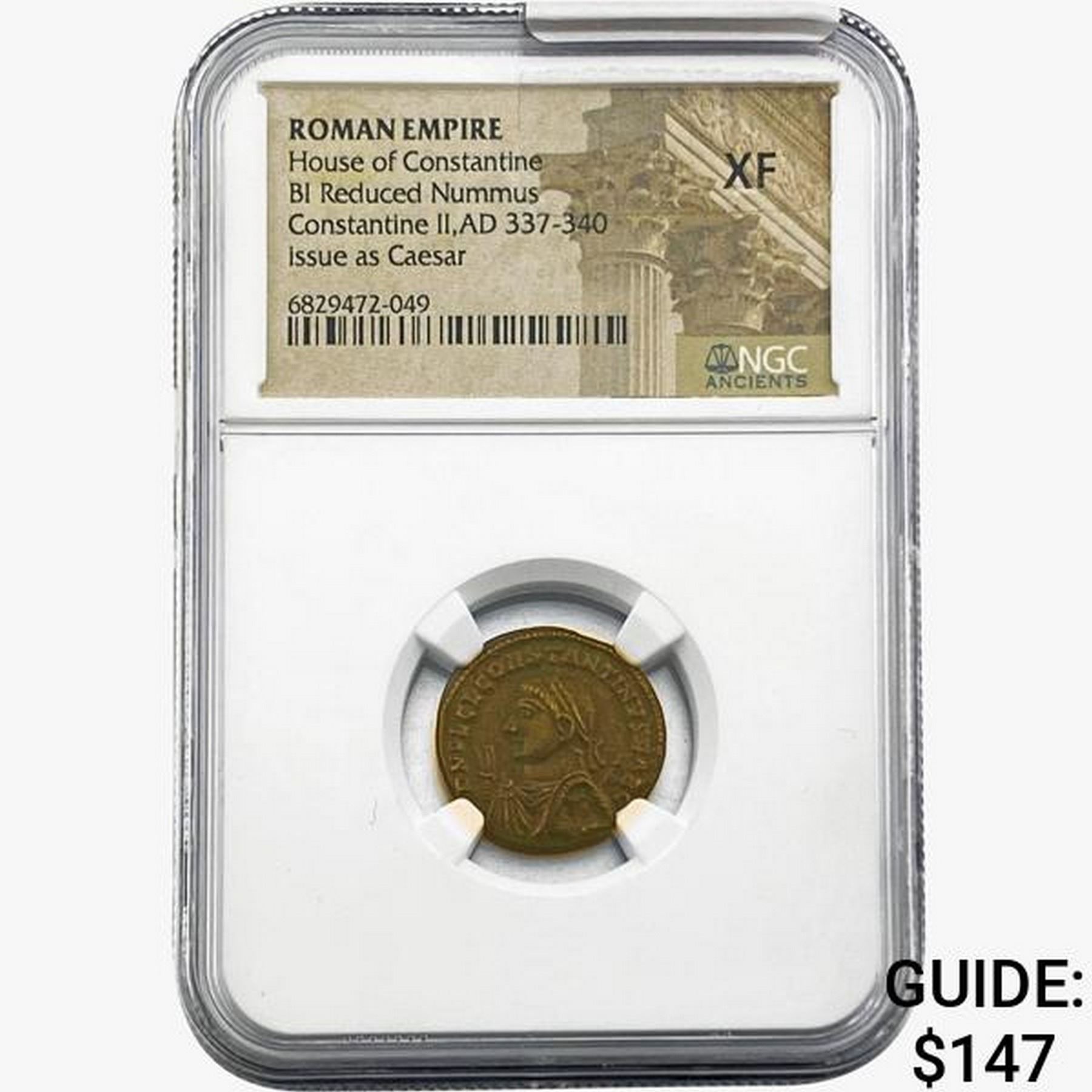 Roman Constantine II, AD 337-340 BI Reduced Nummus NGC XF