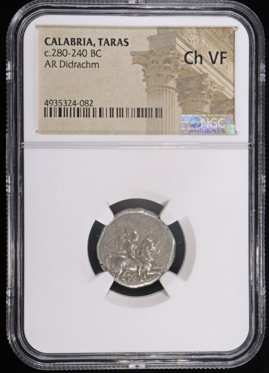 c.280-240 BC AR DIDRACHM CALABRIA, TARAS NGC CH VF