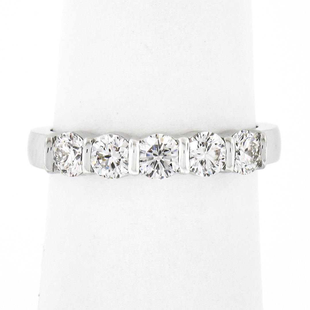 Gemlok 18K Gold 0.76 ctw Bar Channel Round Ideal Cut Diamond Wedding ...