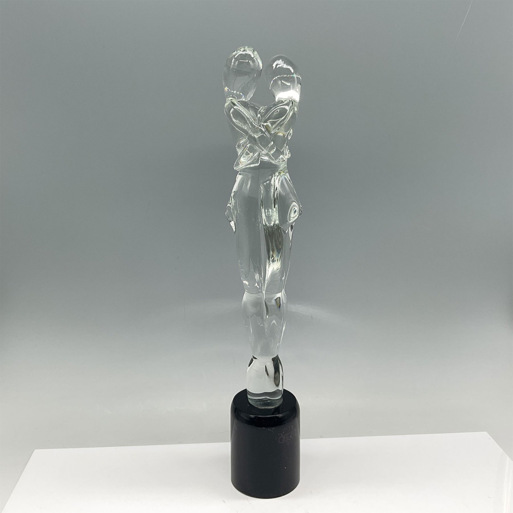 Oggetti Embracing Art Glass Sculpture on Black Base