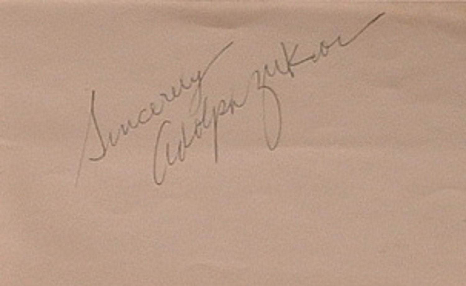 Paramount Pictures founder Adolph Zukor signature slip
