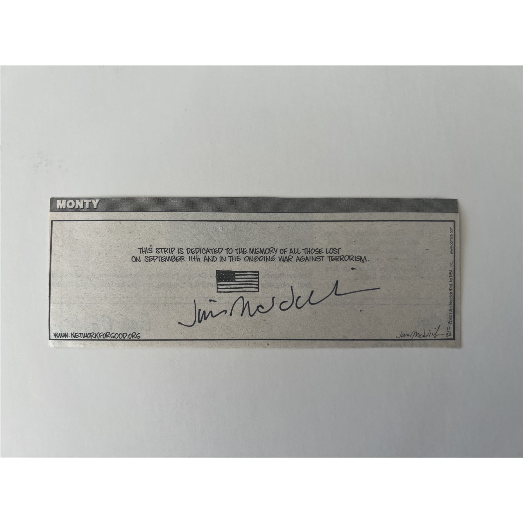 Cartoonist Jim Meddick original signature
