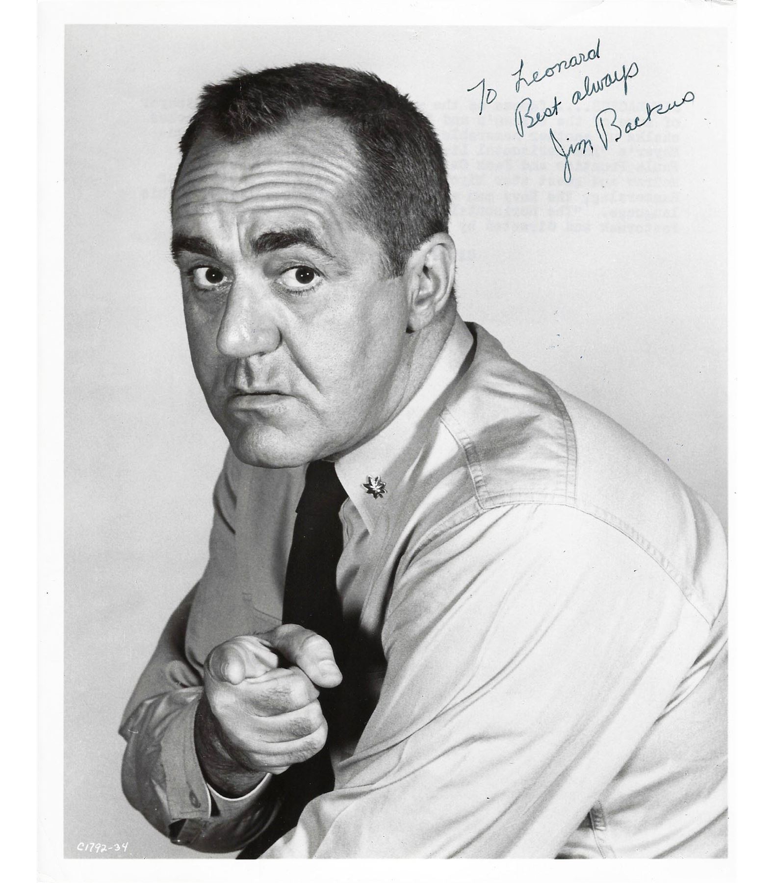 Gilligan's Island Jim Backus signed photo