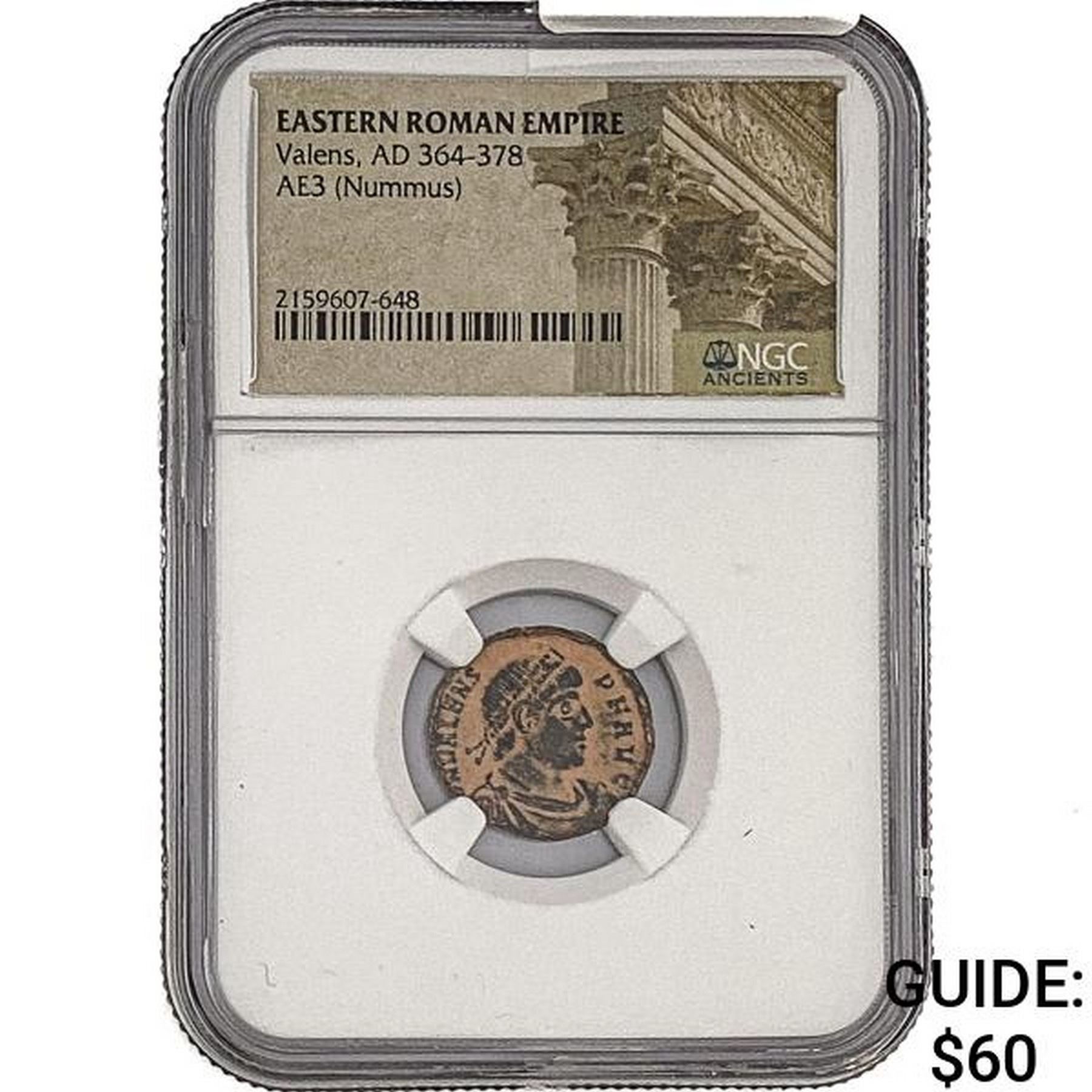 East Roman Valens, AD 364-378 AE3 Nummus NGC