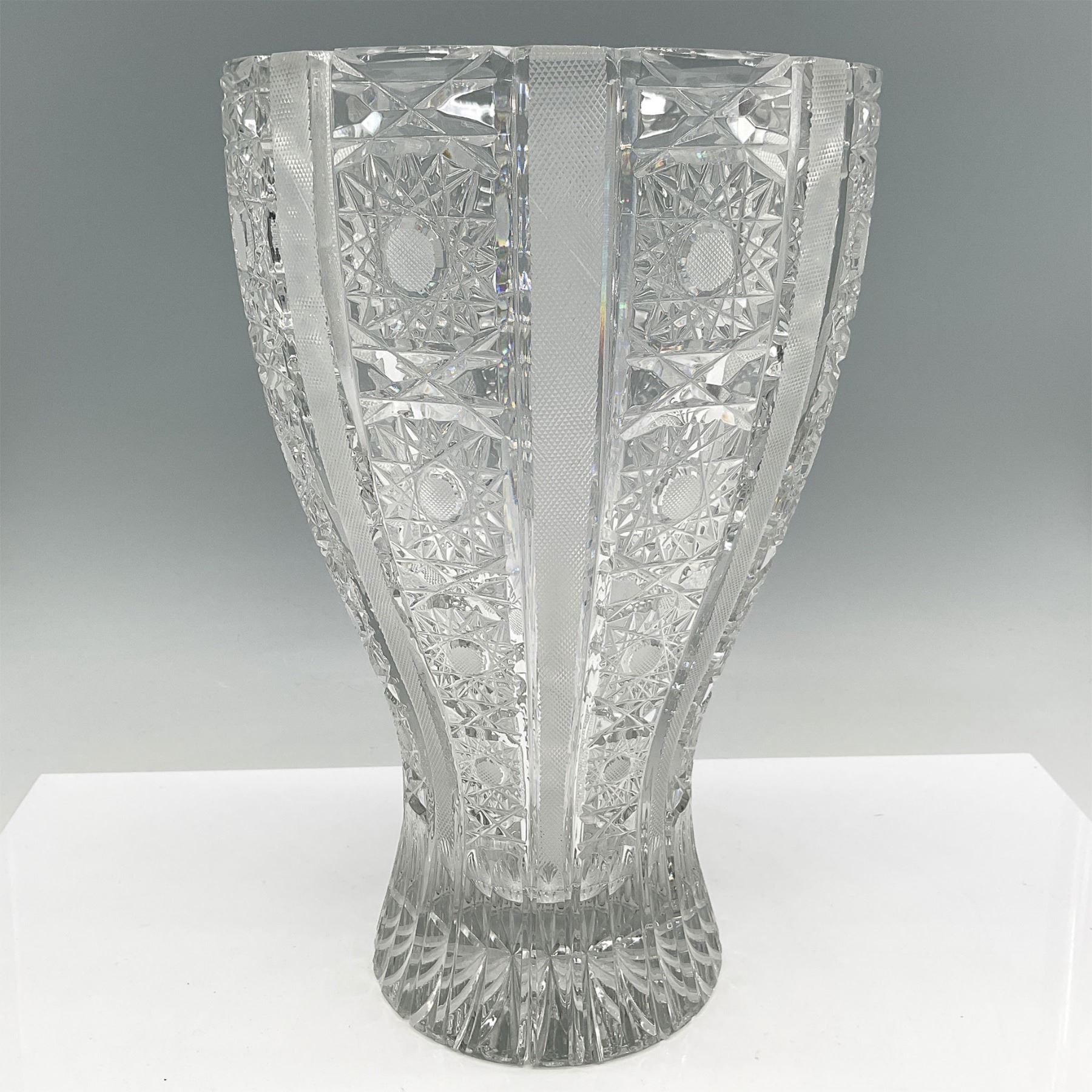 American Brilliant Cut Crystal Vase with Intricate Pattern