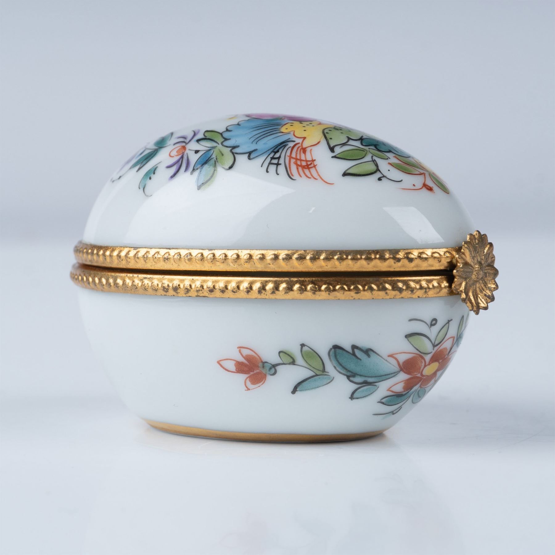 Limoges France Porcelain Hinged Trinket Box - Floral