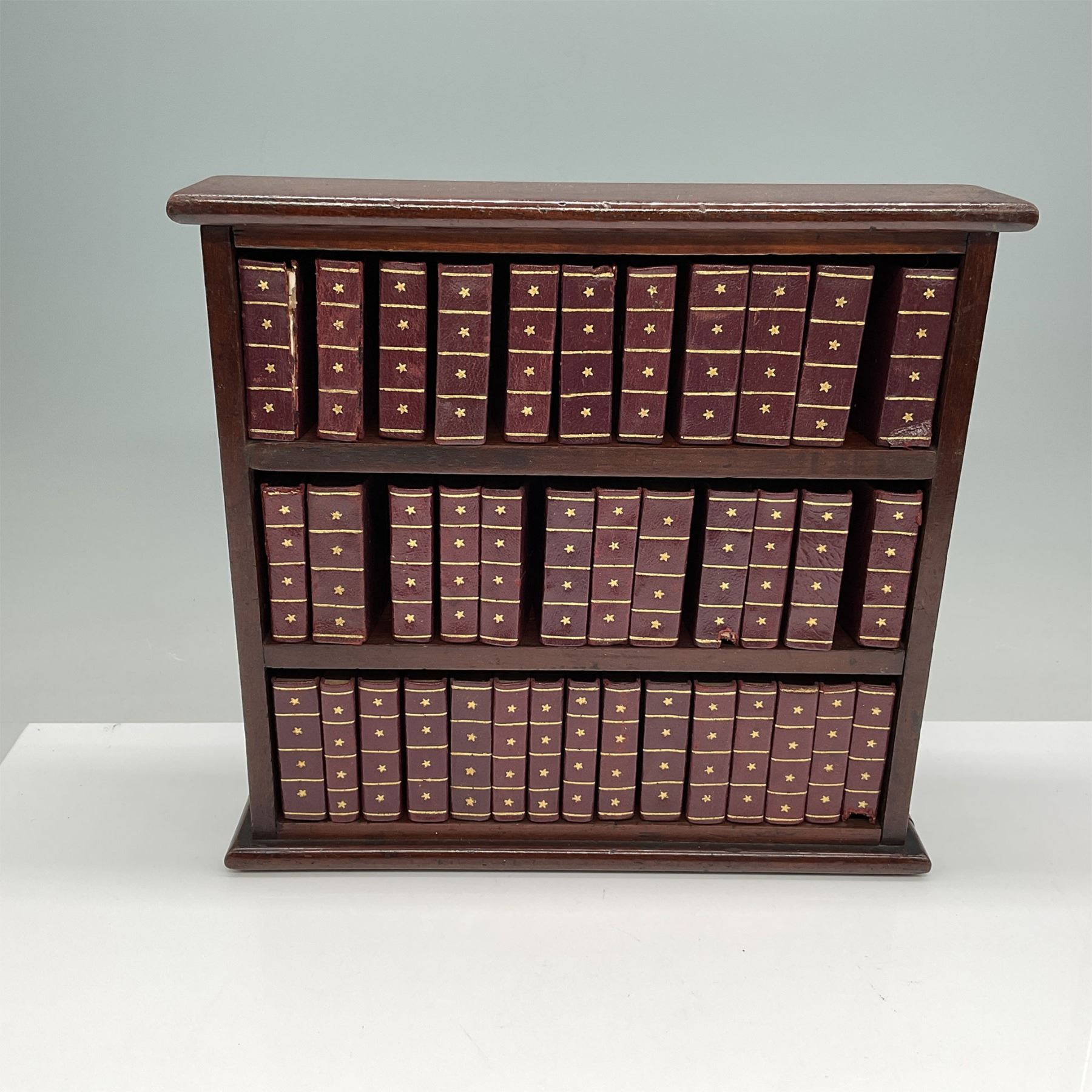 Collection of 38 Miniature Shakespeare Books in Book Shelf
