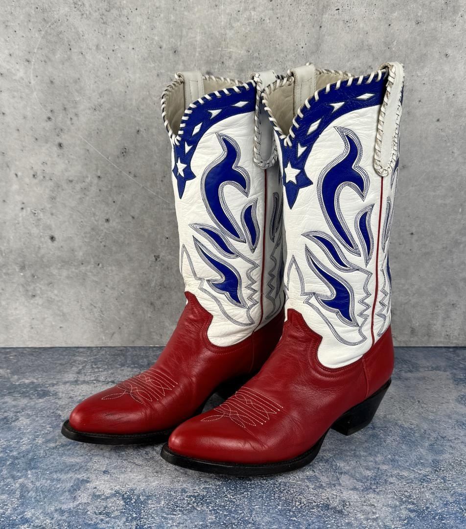 Vintage Corral Red White Blue Inlay Cowboy Boots