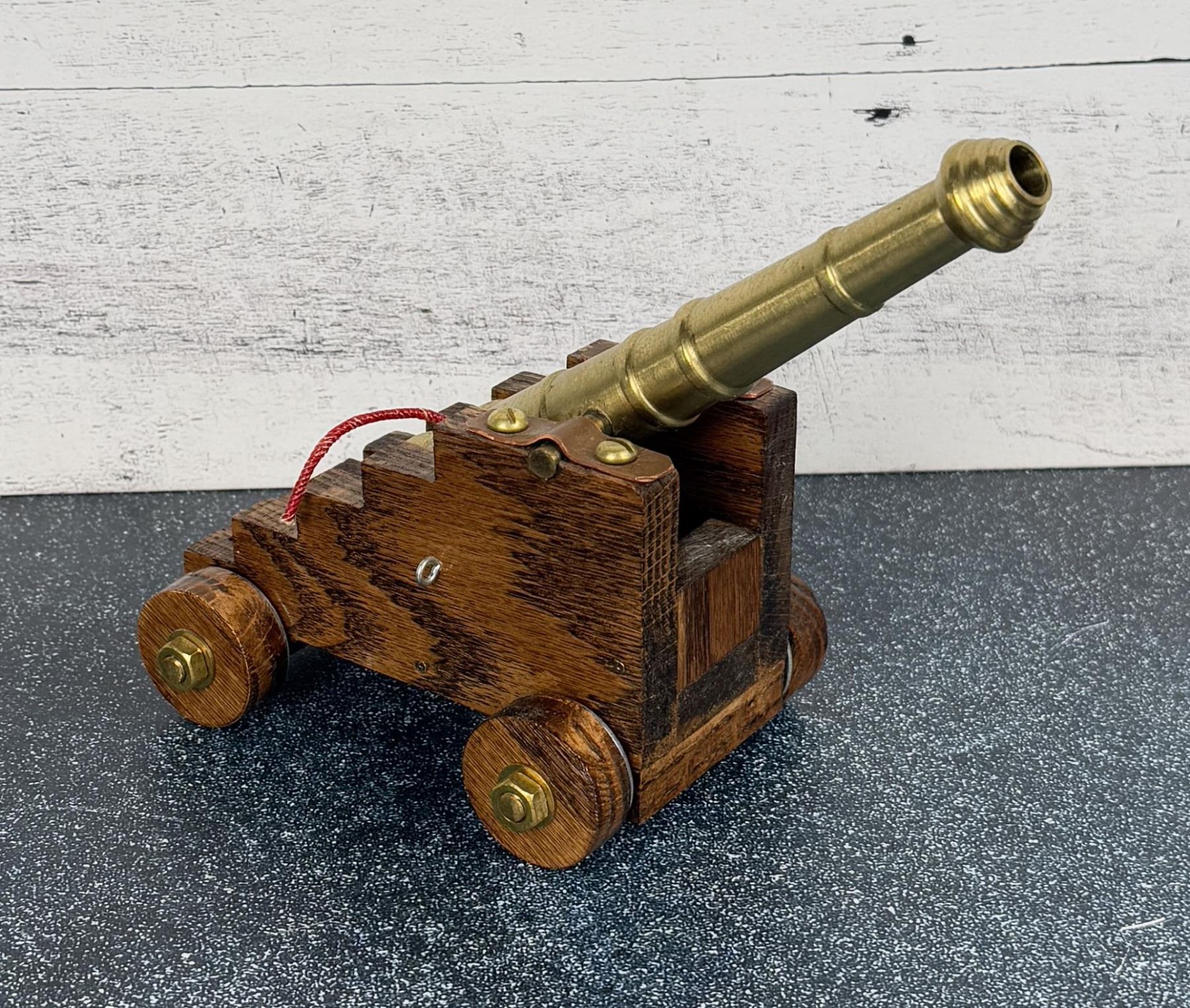 Brass and Wood Desk Signal Cannon