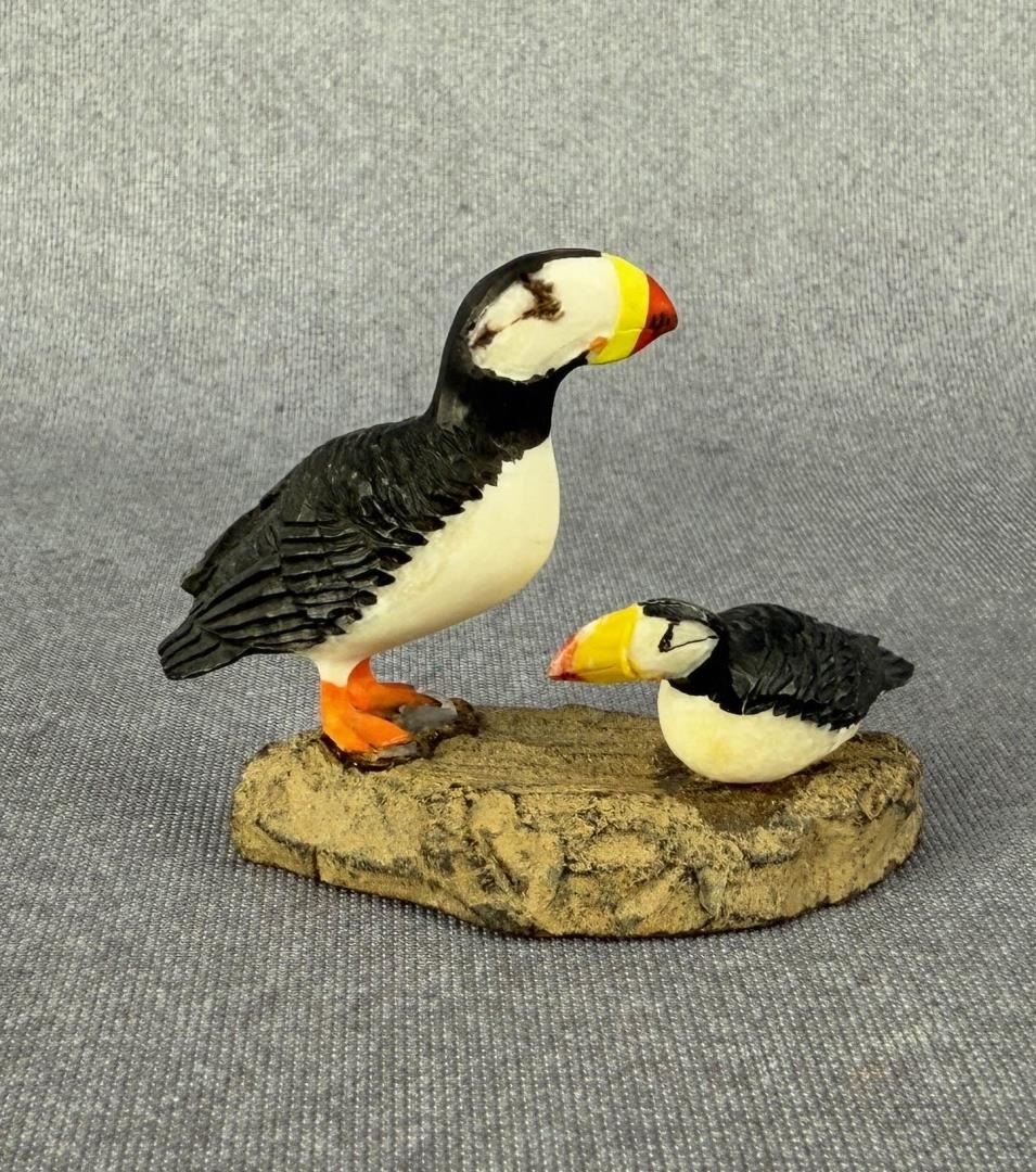 Leonard Savage Alaskan Inuit Eskimo Carved Puffins