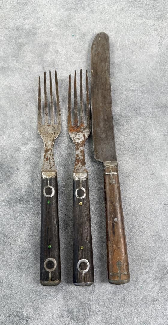 Antique Civil War Era Inlaid Handle Flatware